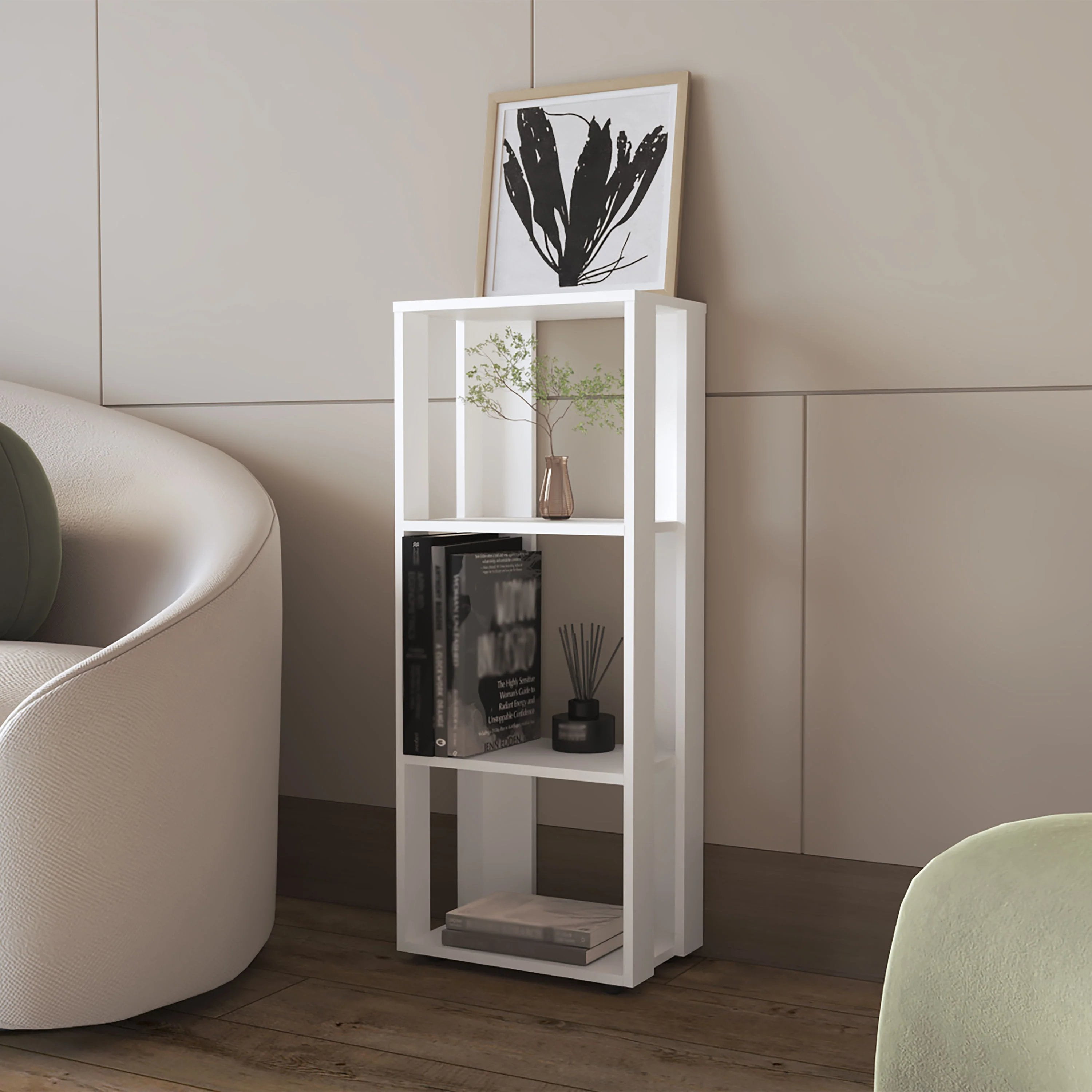 Living Room Cabinets FM FURNITURE Modoc Bookcase in Melamine with Open ...