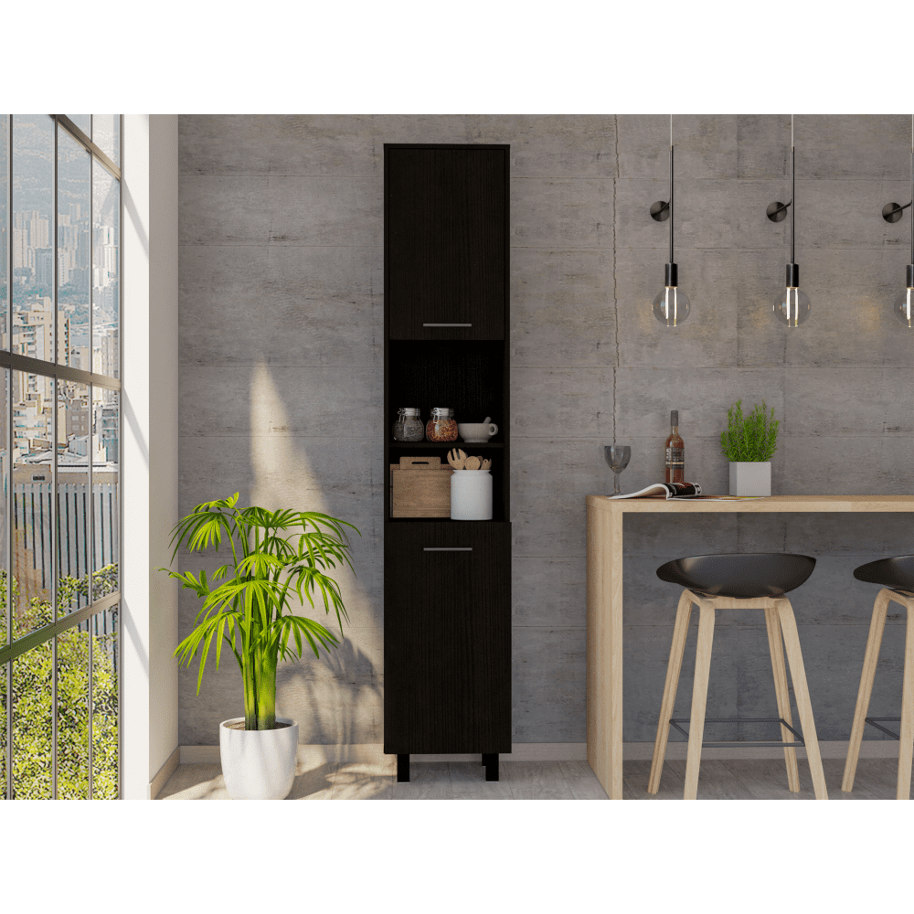 Living Room Cabinets Kitchen Pantry 79" H, Two Open Storage Shelves ...