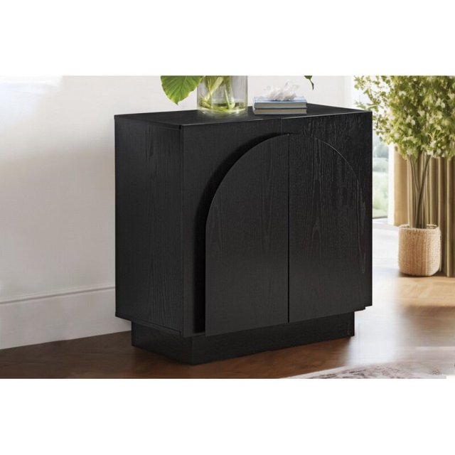 Living Room Cabinets Mid-Century Modern Black Sideboard Buffet, Living ...