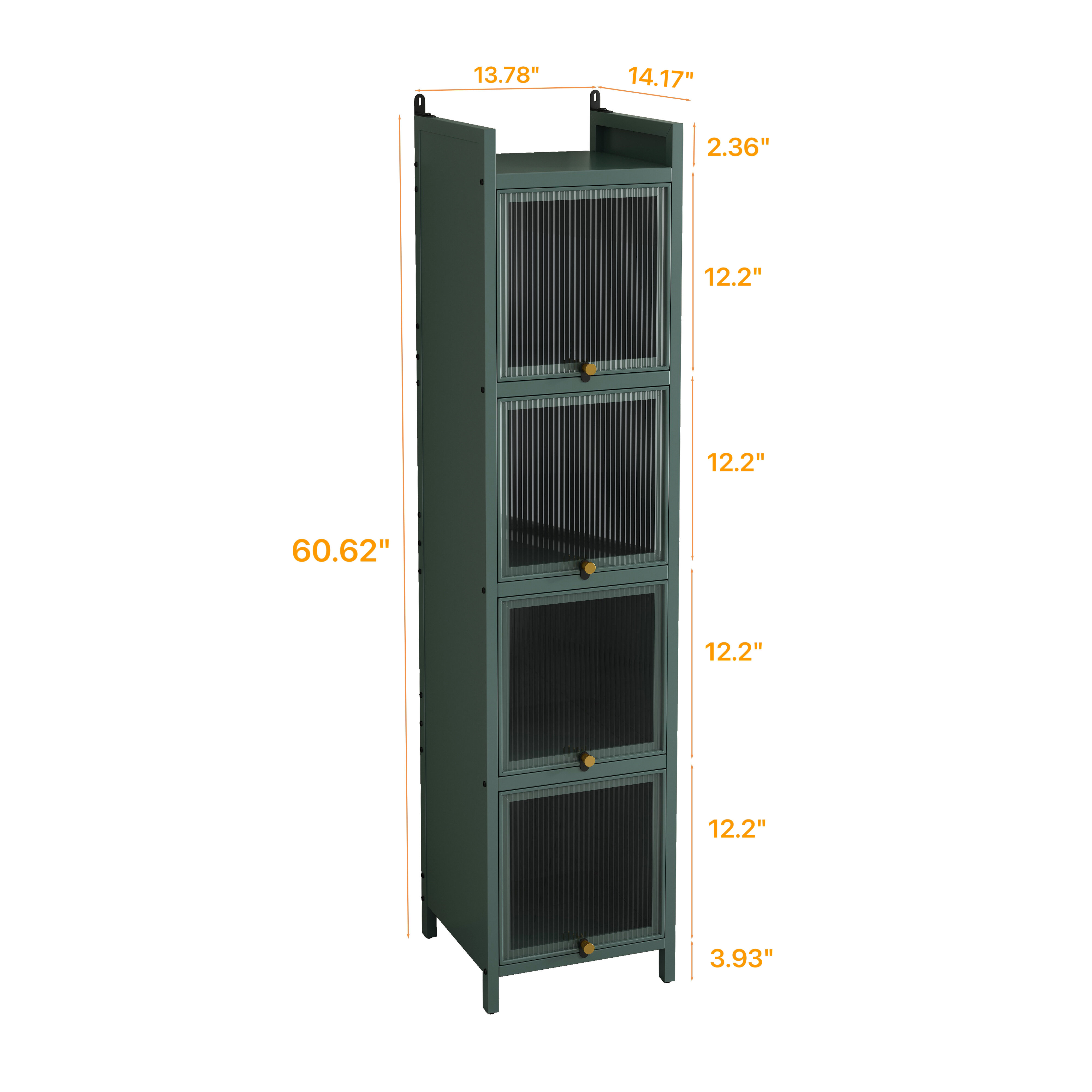Living Room Cabinets Modern Four-tier Glass Door Cabinet with Featuring ...