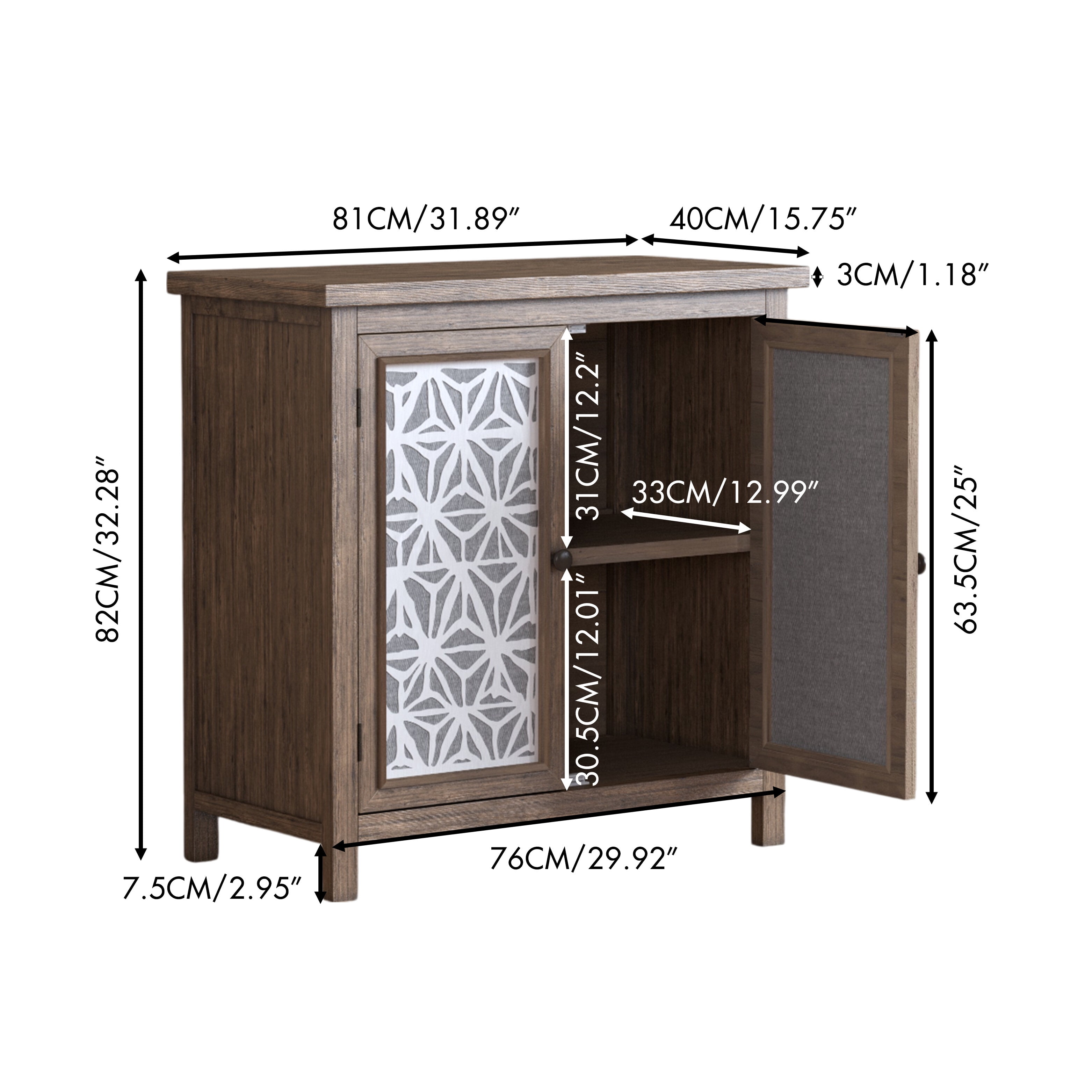 Living Room Cabinets Rustic Natural Aged Brown Solid Wood Transitional ...