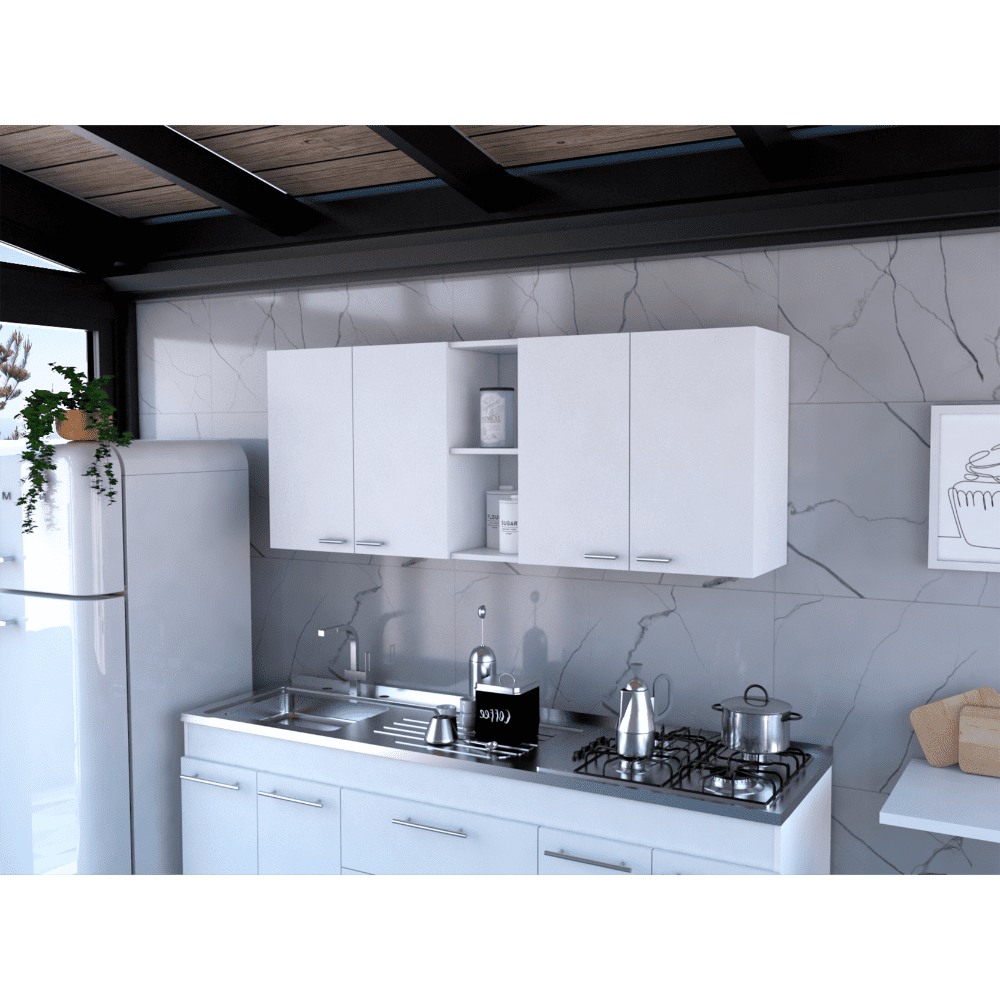 Living Room Cabinets Wall Cabinet 24" H, Four Doors, Two Open Storage ...