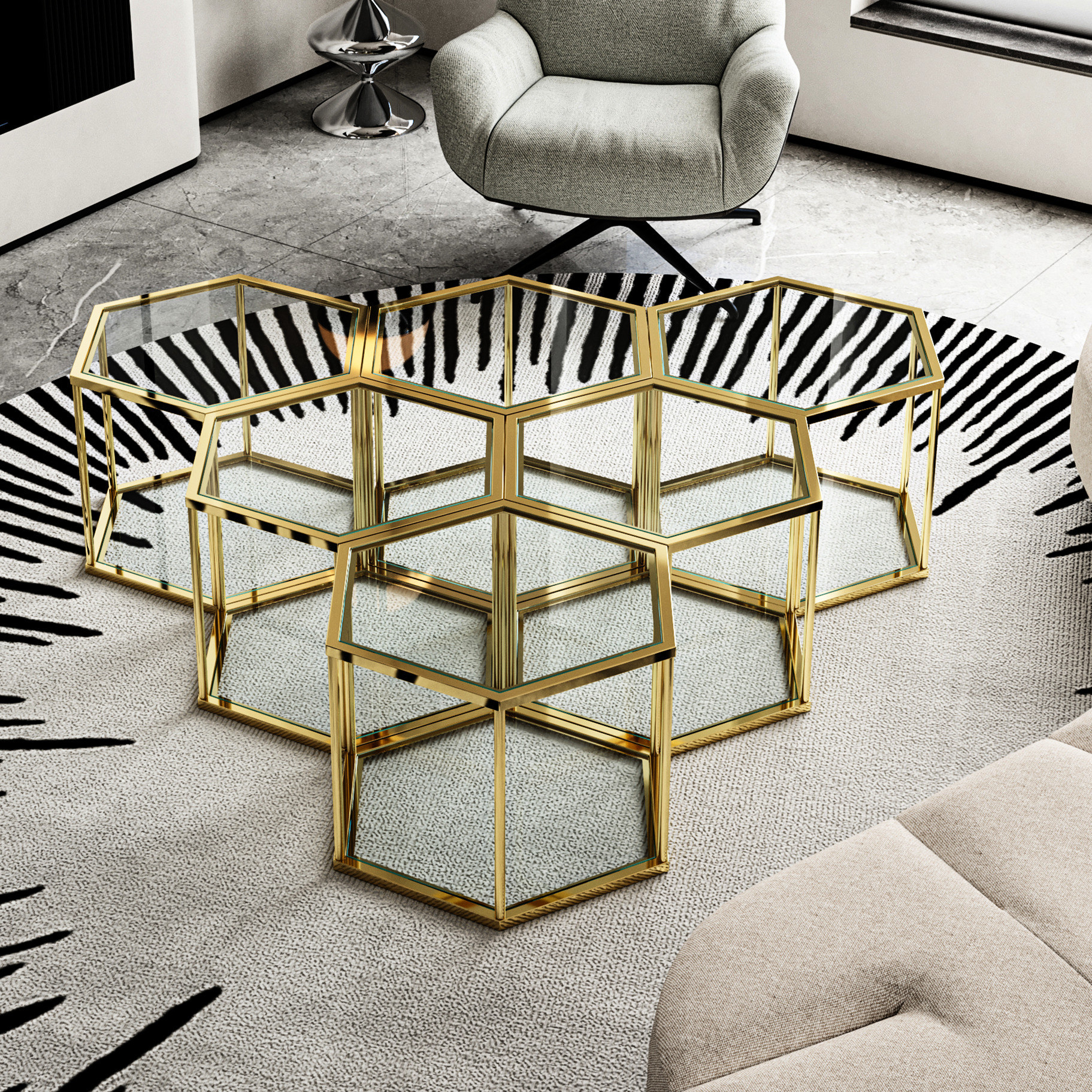 Living Room Centerpiece Table | Brings a Modern Vibe | Gold Stainless ...