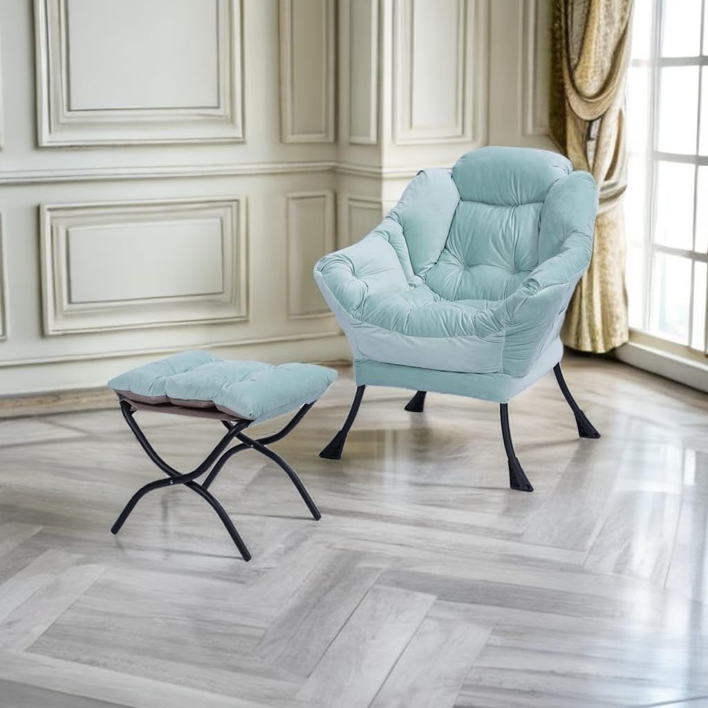 Living Room Chair Lazy Chair with Ottoman Cozy Comfort Thick Cushion ...