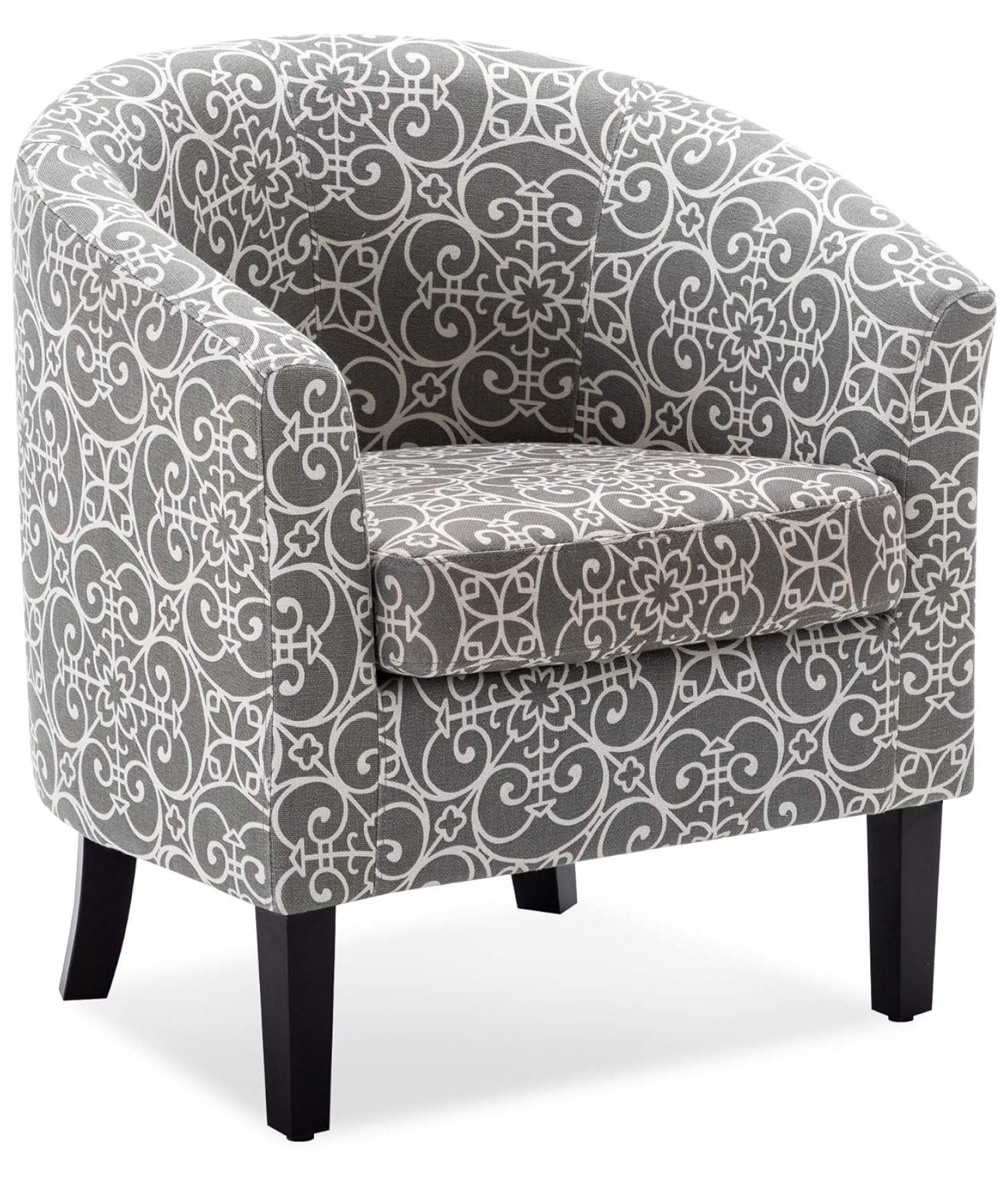 Living Room Chair, Linen Round Accent Barrel Chair, Club Tub Sofa Chair ...