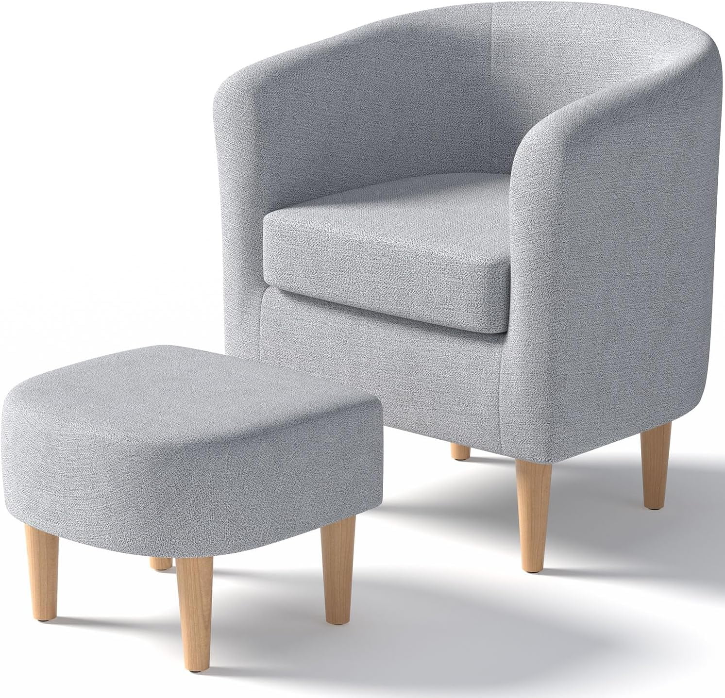 Living Room Chair with Ottoman, Modern Accent Chair, Upholstered Arm Chair Linen Fabric Single ...