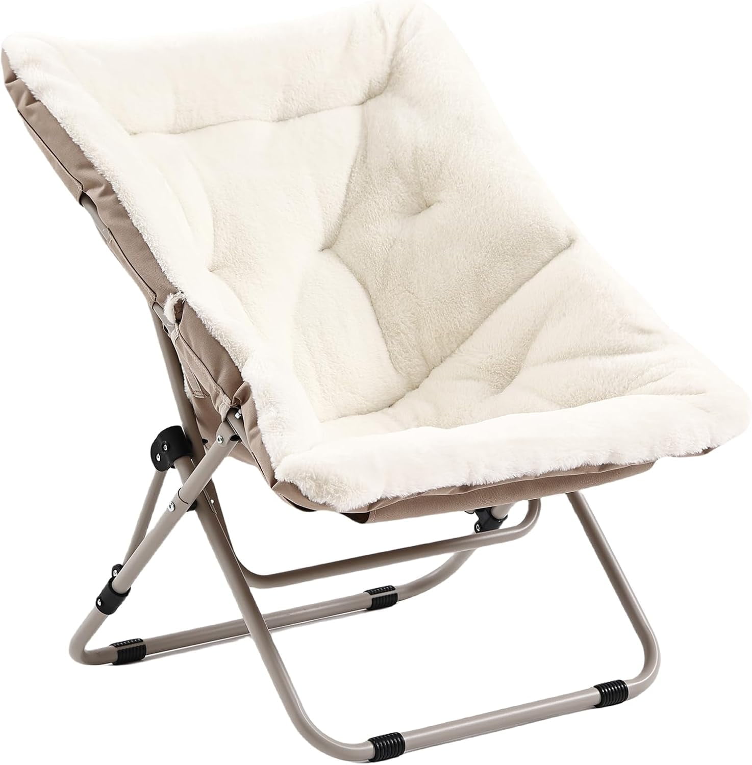 Living Room Chair, Soft Faux Fur Folded Chair Oversized Folding Accent ...