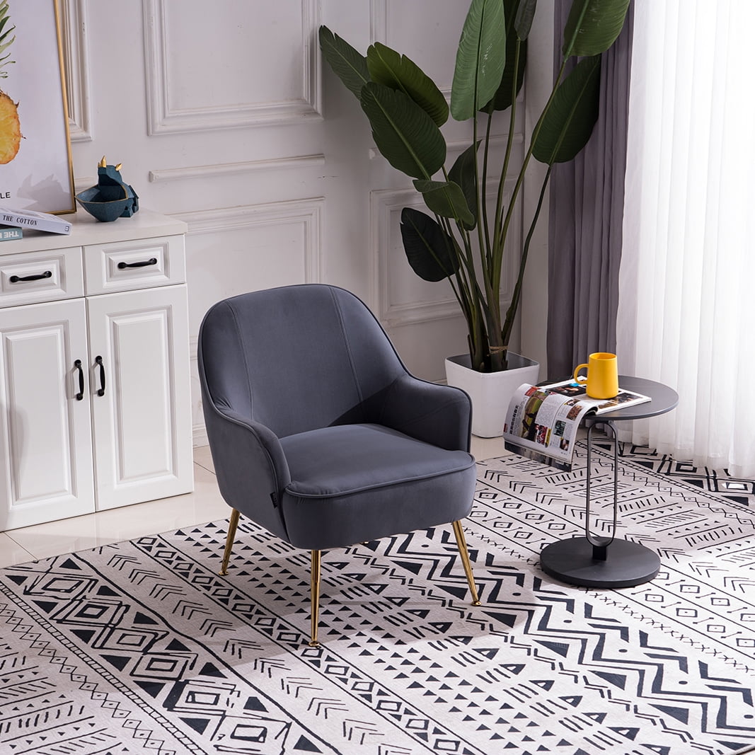 Living Room Chair, Velvet Accent Chair with Ergonomic Inclining ...