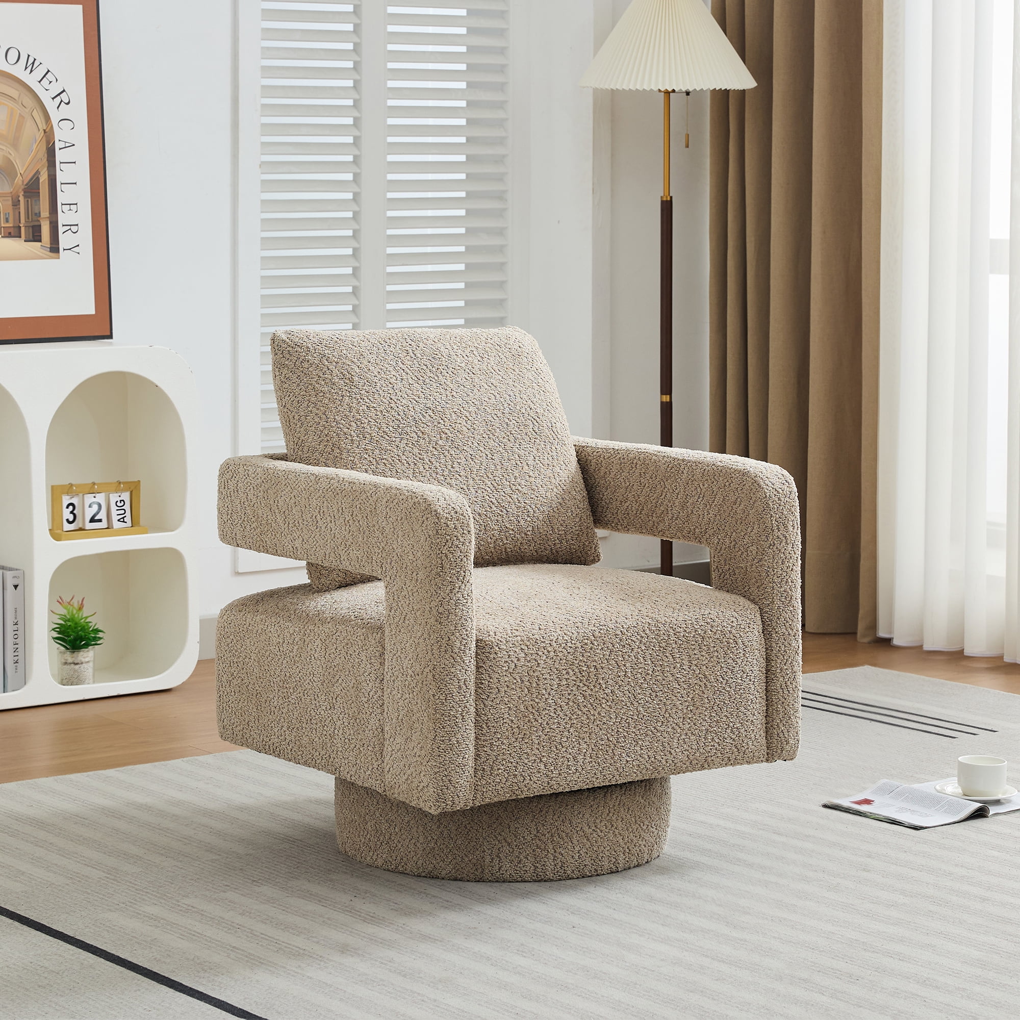 Living Room Chairs 29.13" W Square Swivel Accent Chair, Modern Rotating ...