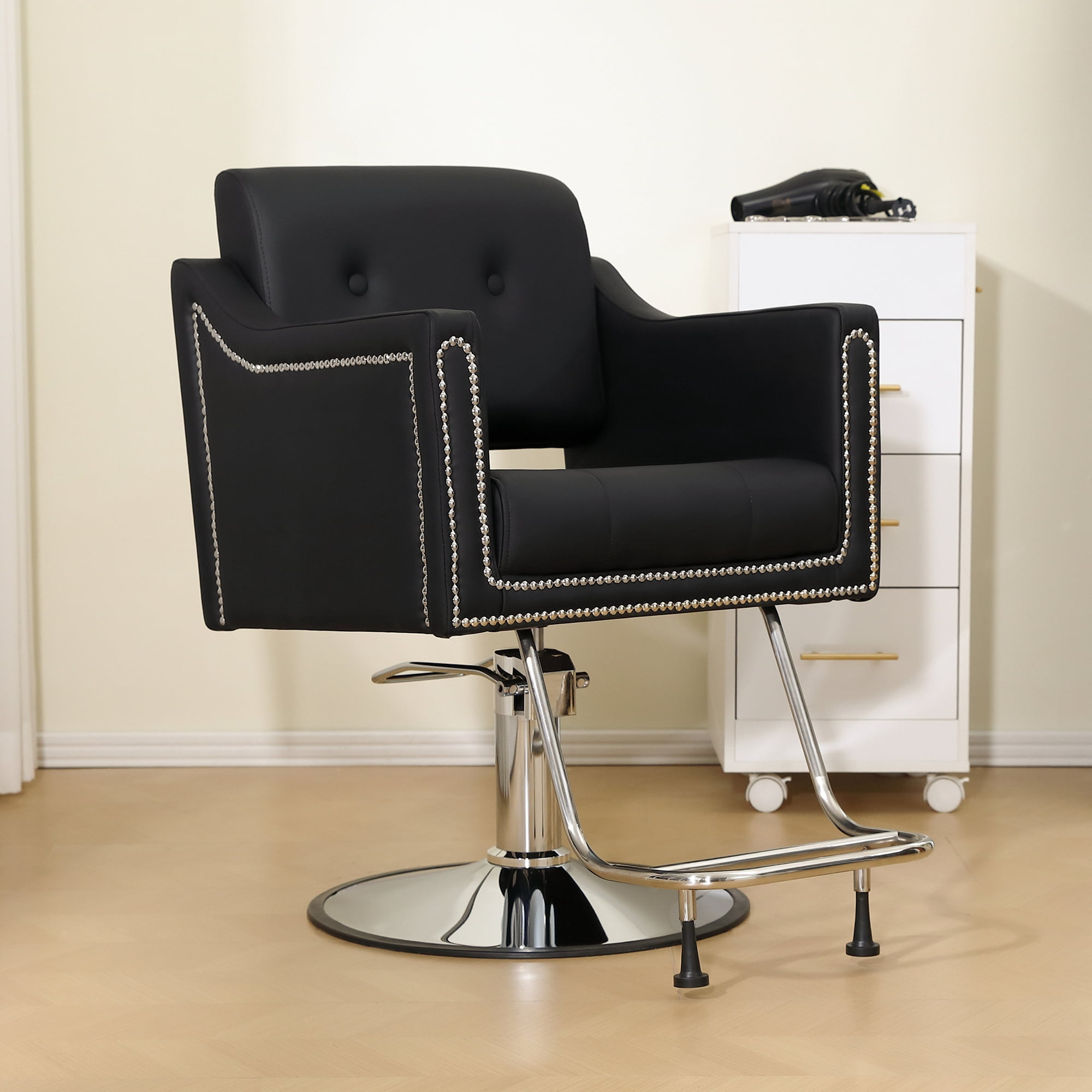 Living Room Chairs 360° Swivel Faux Leather Swivel Salon Barber Chair ...