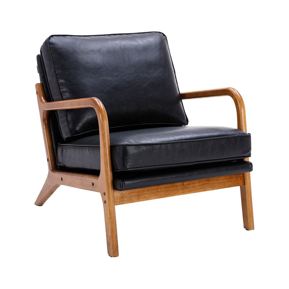Living Room Chairs Arm Chair With Curved Edges Solid Wood Frame And ...