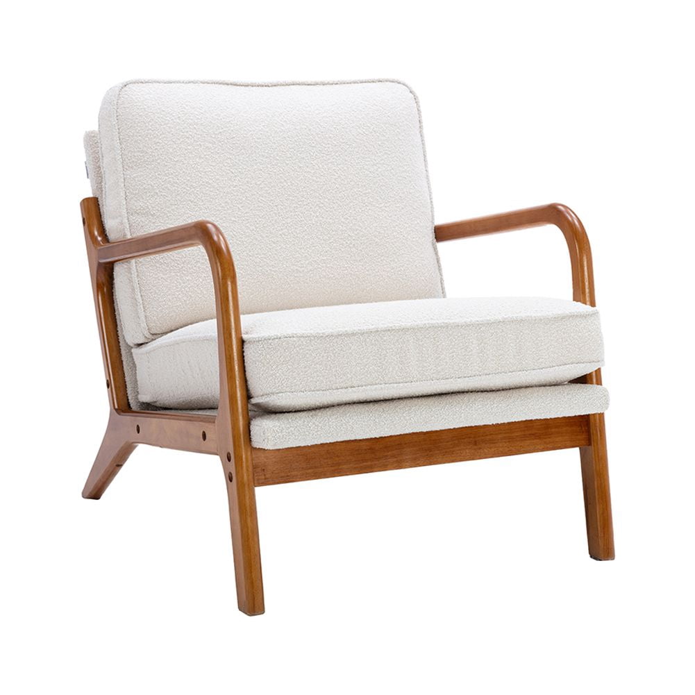 Living Room Chairs Arm Chair With Curved Edges Solid Wood Frame And ...