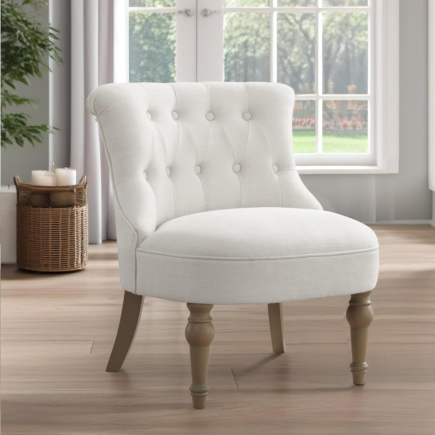 Living Room Chairs, Armless Accent Chair, Comfy Tufted Bedroom Chair ...