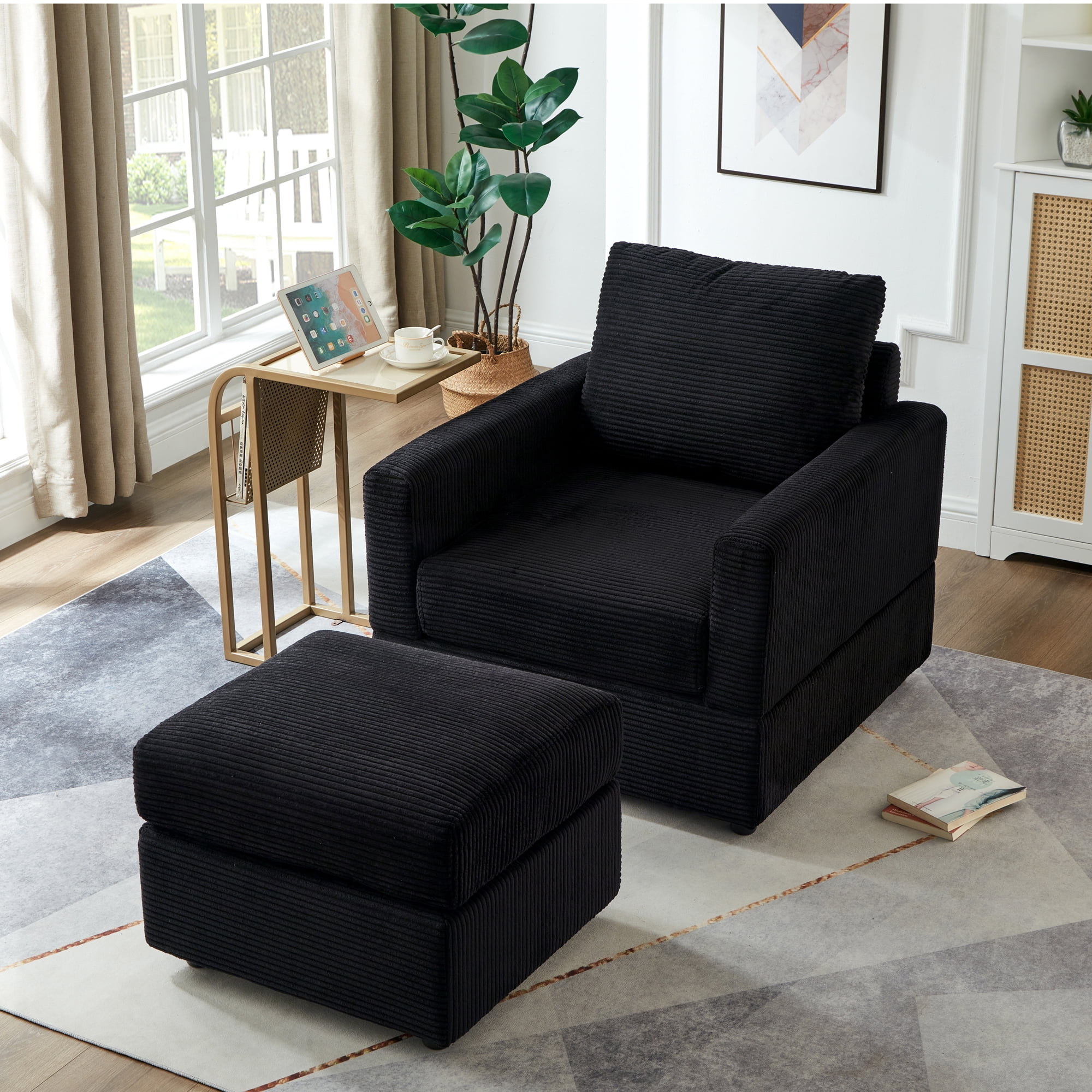 Living Room Chairs Classic Corduroy Chaise Lounge, Comfy Sofa Chaise ...