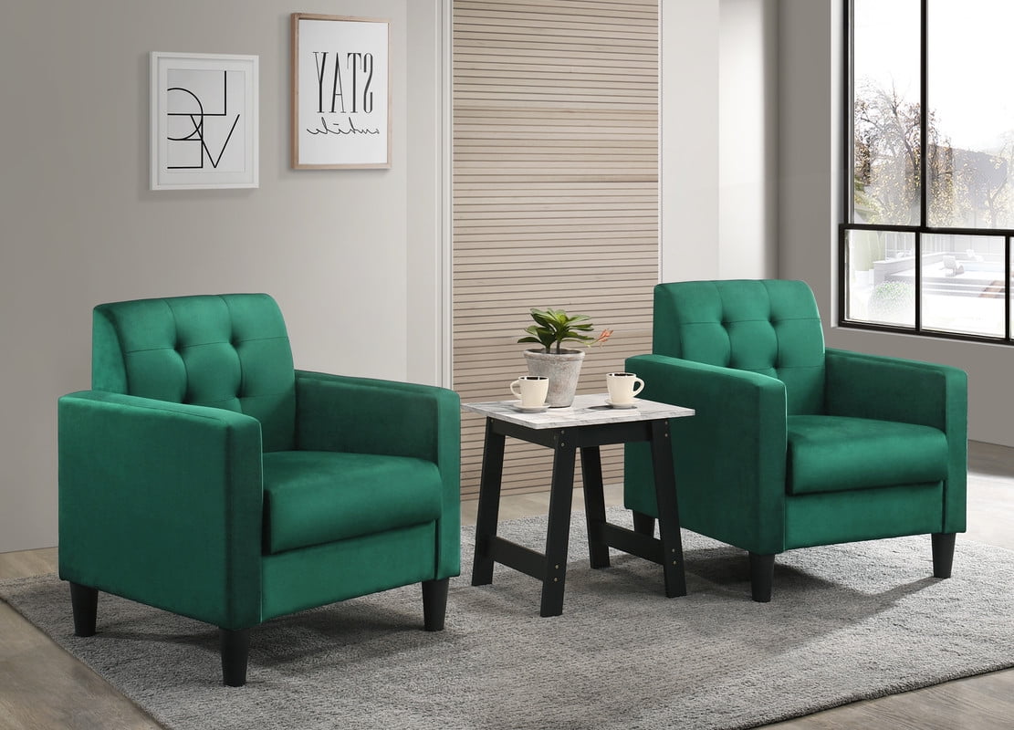 Living Room Chairs Hale Green Velvet Armchairs and End Table Living ...