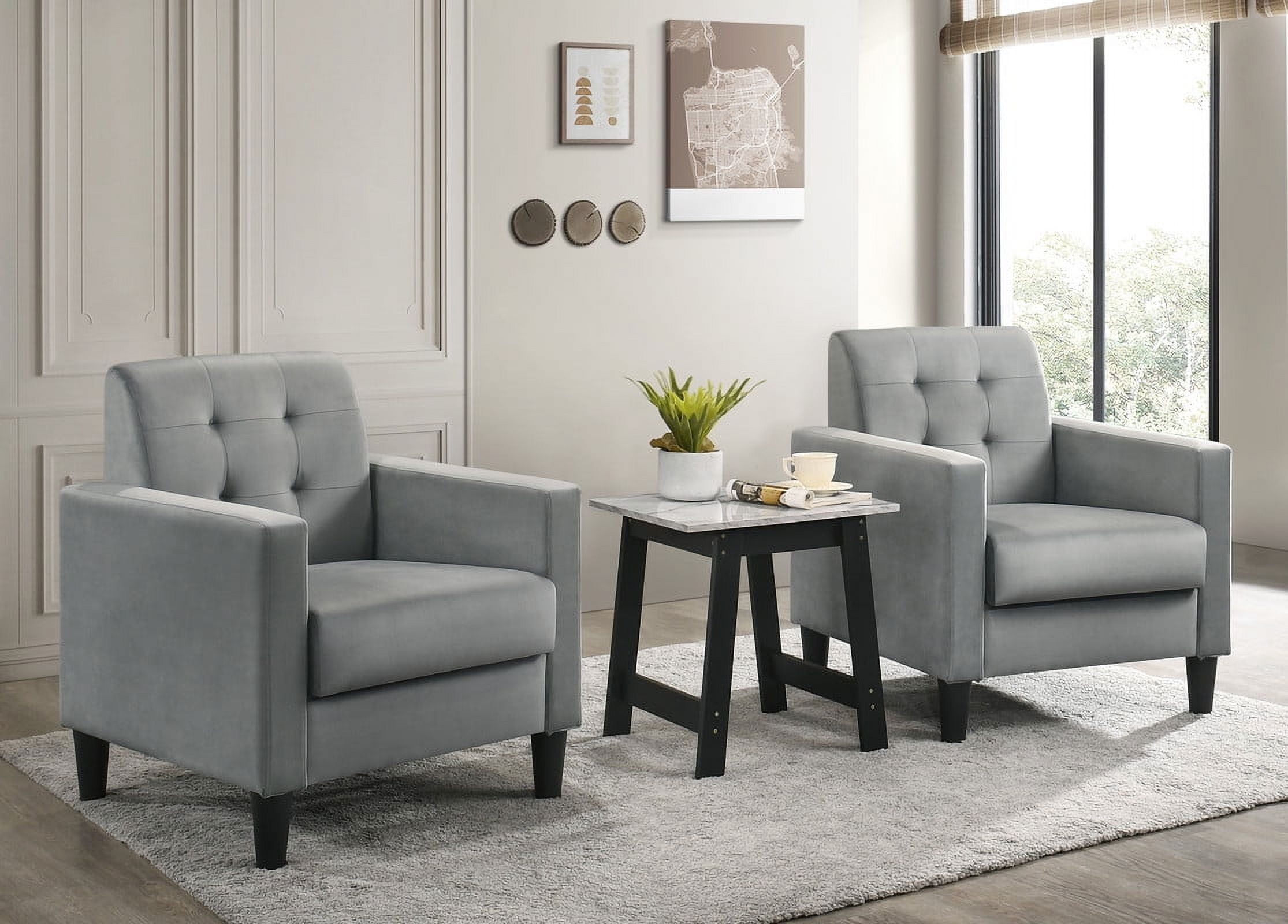 Living Room Chairs Hale Light Gray Velvet Armchairs and End Table ...