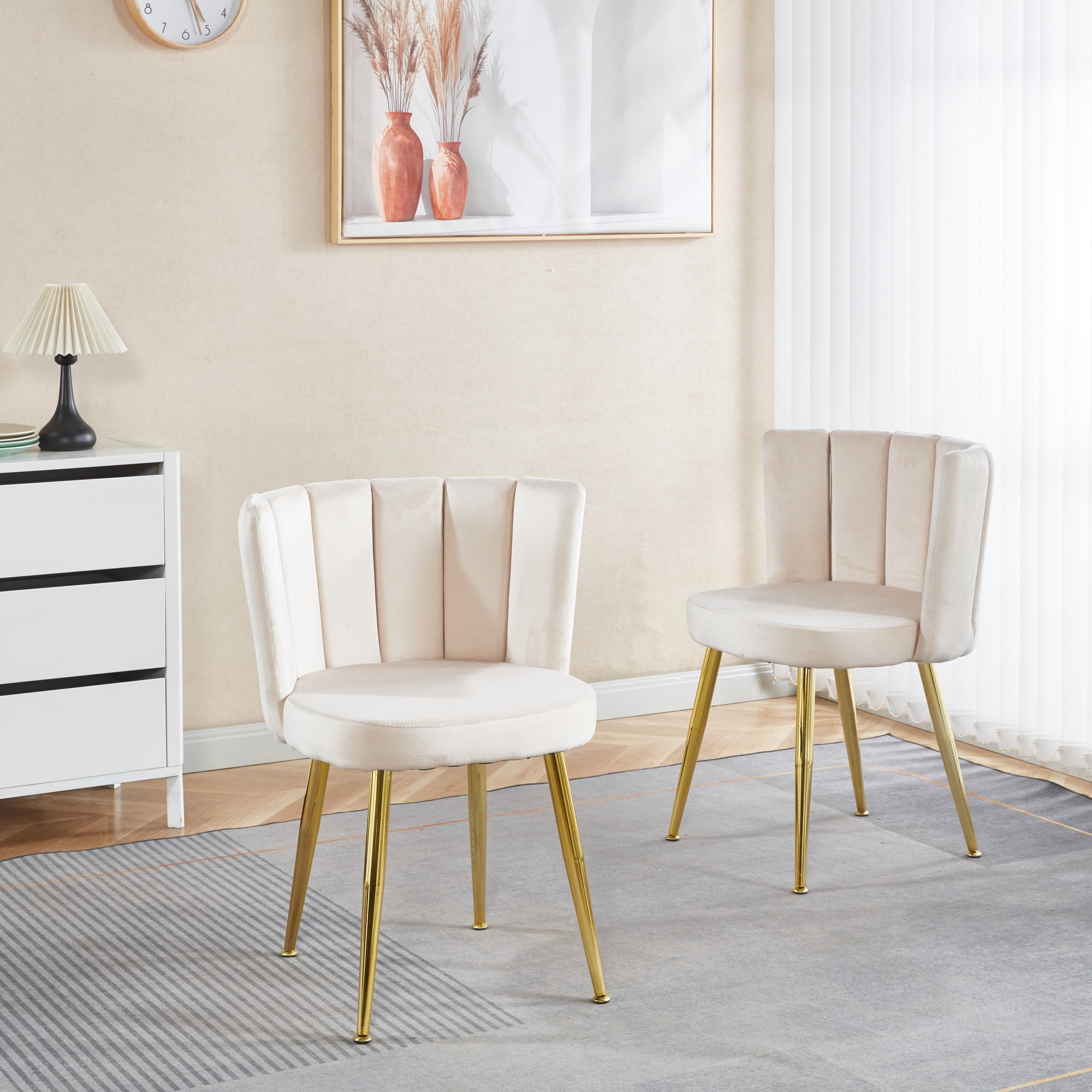 Living Room Chairs Modern WHITE dining chair(set of 2 ) with iron tube ...
