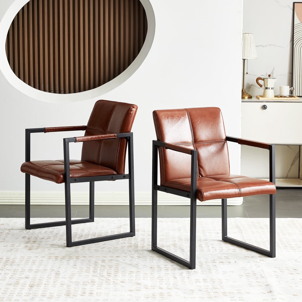 Living Room Chairs Set of 2, Mid Century Modern Accent Chair with Metal ...