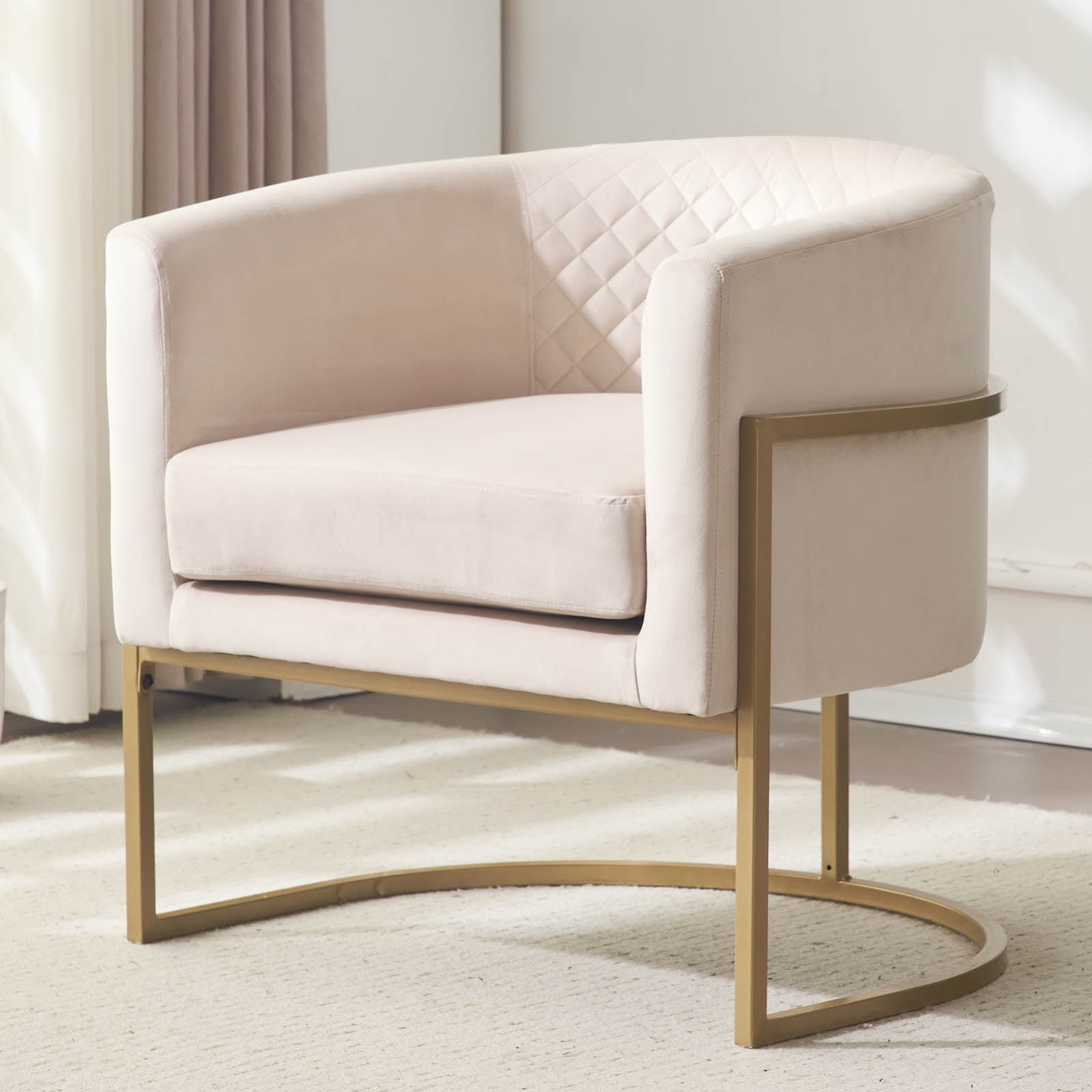 Living Room Chairs Upholstered velvet chair Gold metal bracket ...