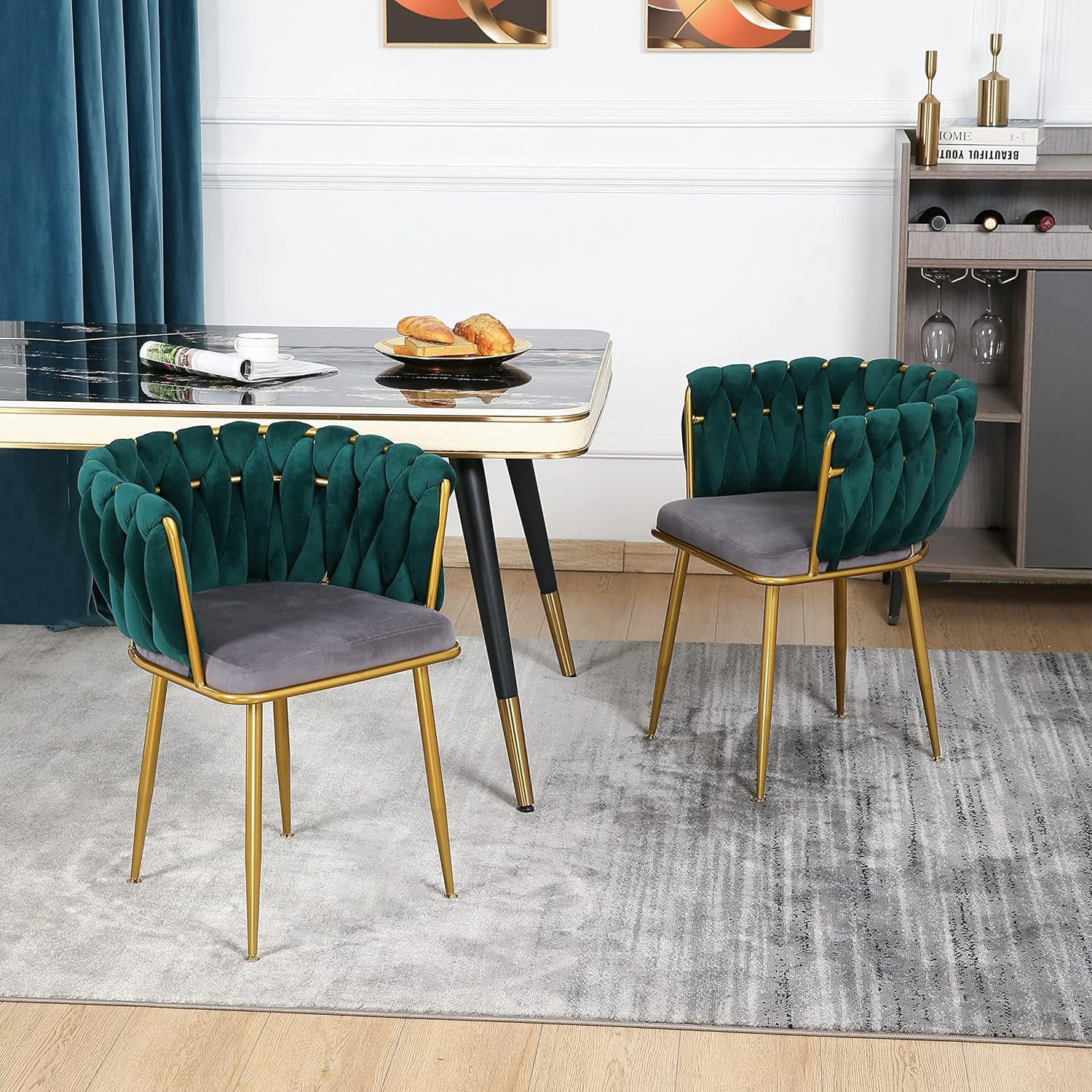 Living Room Chairs,Velvet Makeup Vanity Chair with Back Arm, Modern ...
