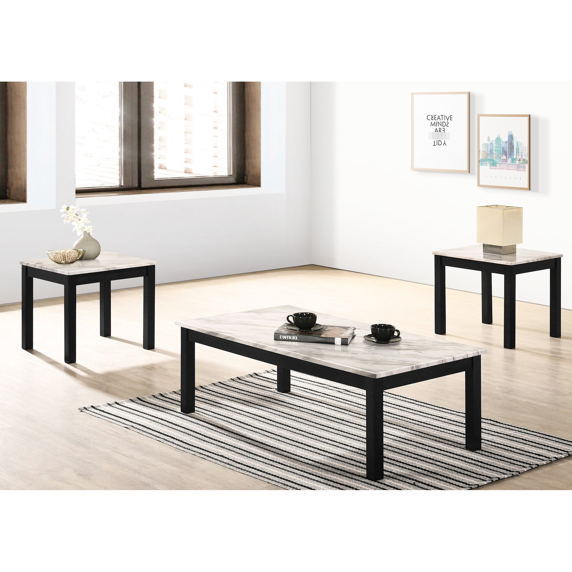 Living Room Coffee and End Table Set | Transitional Style for Versatile ...