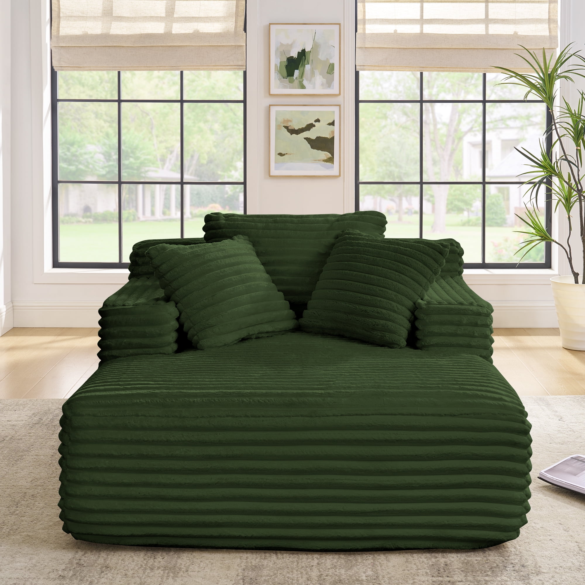 Living Room Compressed Chaise Lounge Foam Sofa bed, Fluffy Corduroy ...