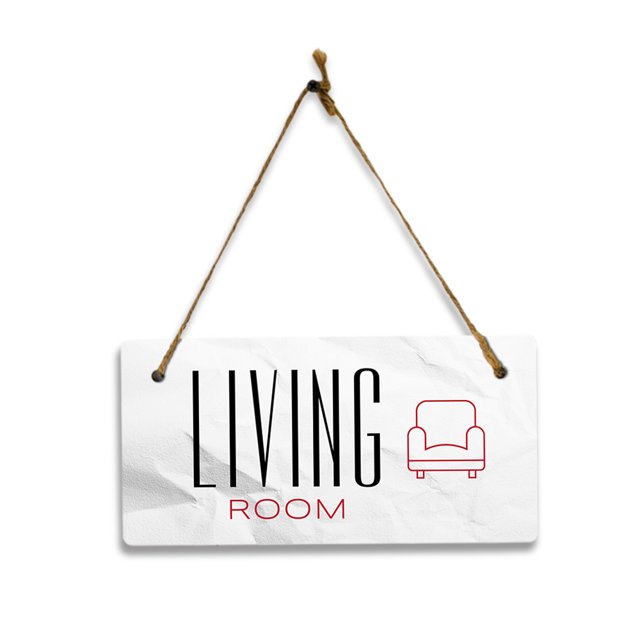 Living Room (Crumpled Paper) 5x10 Hanging Plus Wall or Door Sign ...