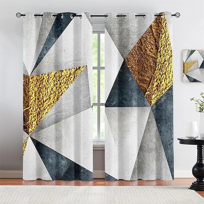 Living Room Curtains Blackout Sets 3D Print Modern Medieval Golden ...