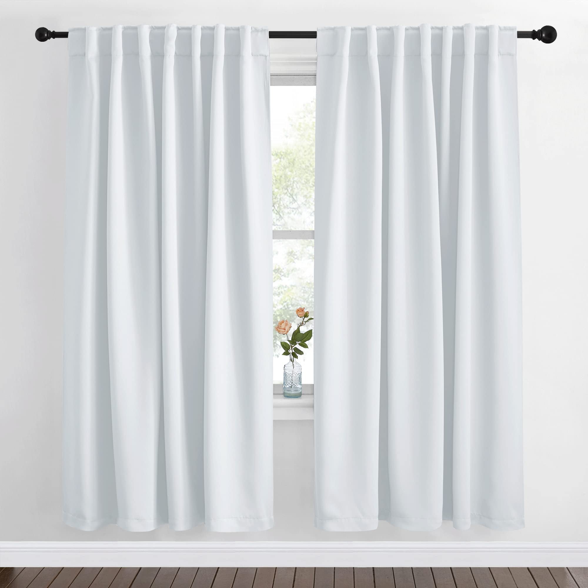 Living Room Darkening Curtain Drapes - (Cloud Grey Color) W62 x L72, Set of 2, Room Darkening ...