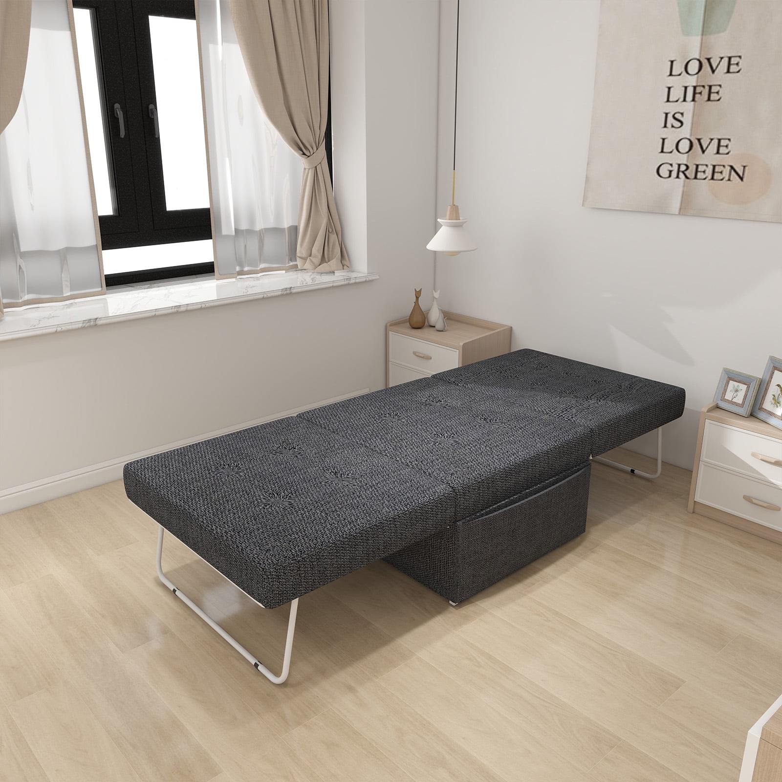 Living Room Daybed Folding Ottoman Bed with Adjustable Backrest, Modern ...