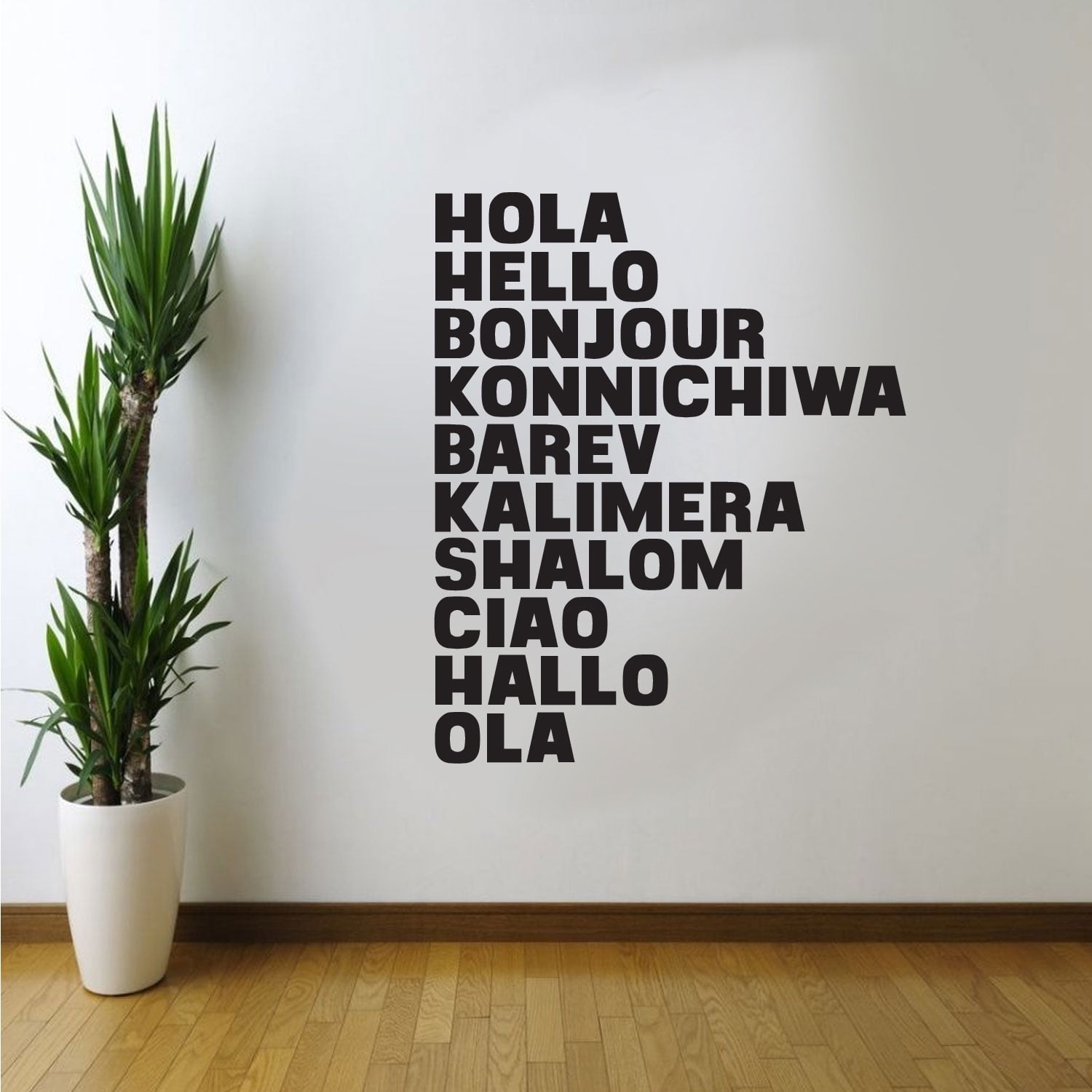Living Room Decor Vinyl Wall Art Decals - HOLA HELLO BONJOUR CIAO Word ...