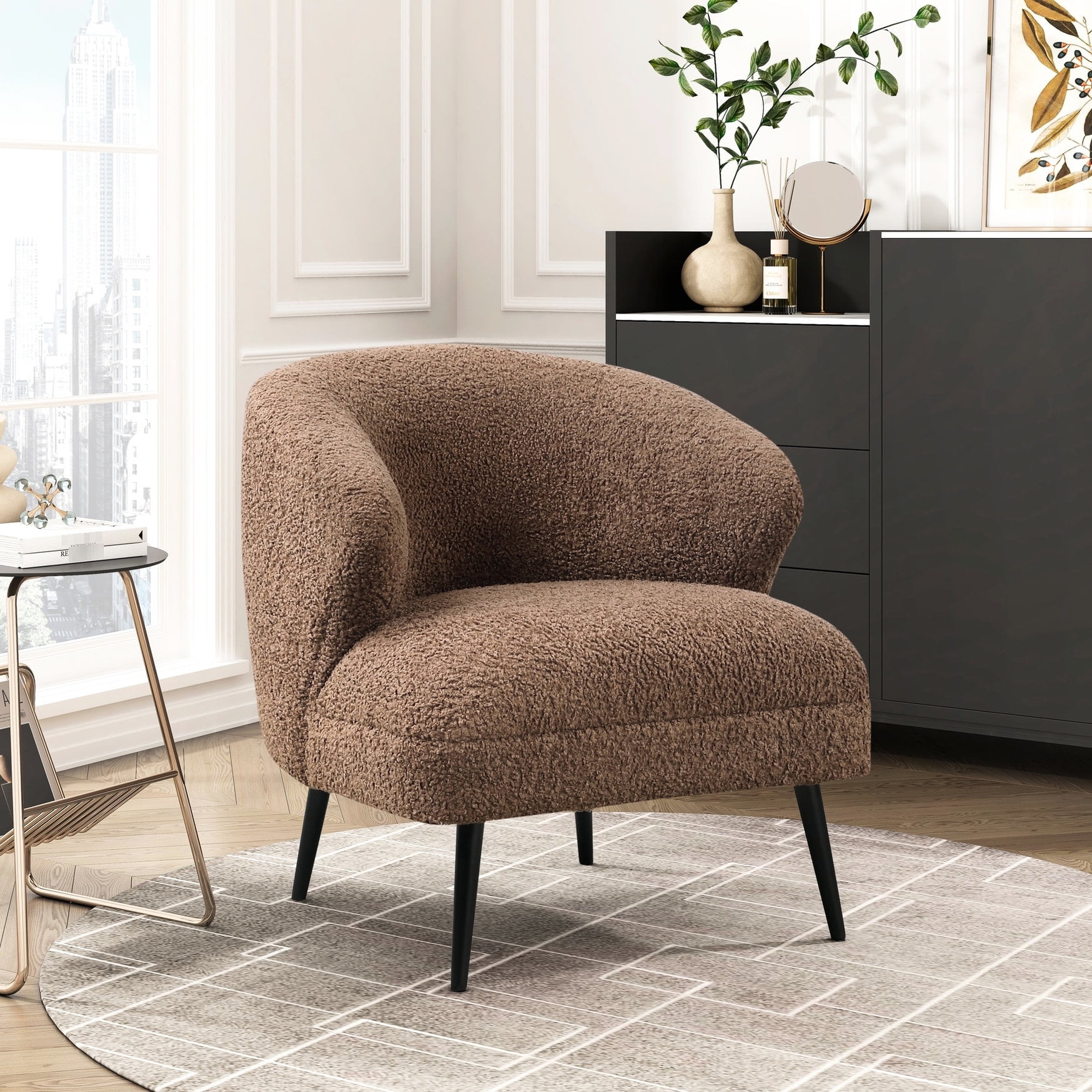 Living Room Decorative Chair / Boucle Fabric, Metal Support Legs ...