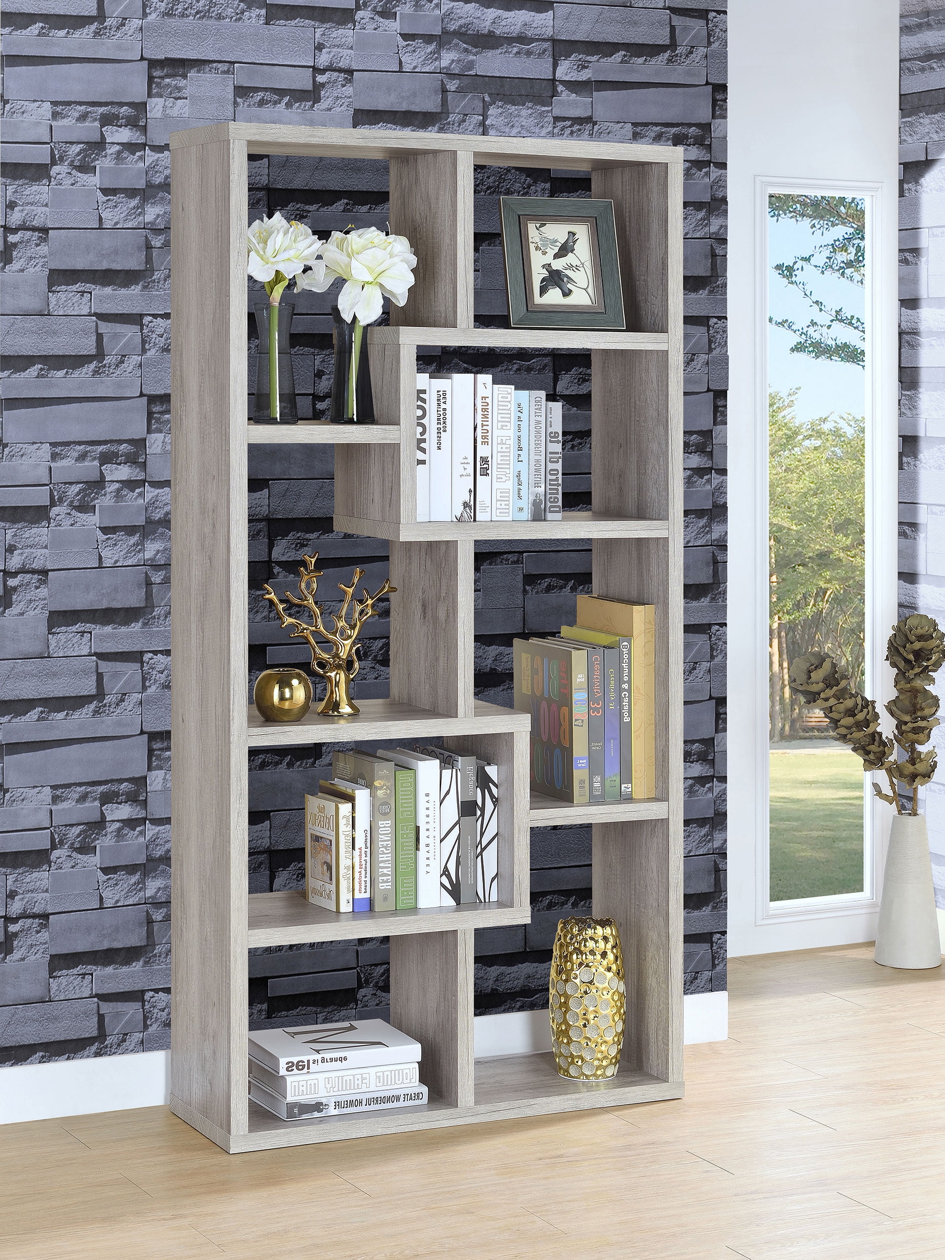 Living Room Display Shelves Geometric bookcase Seven (7) Shelves ...