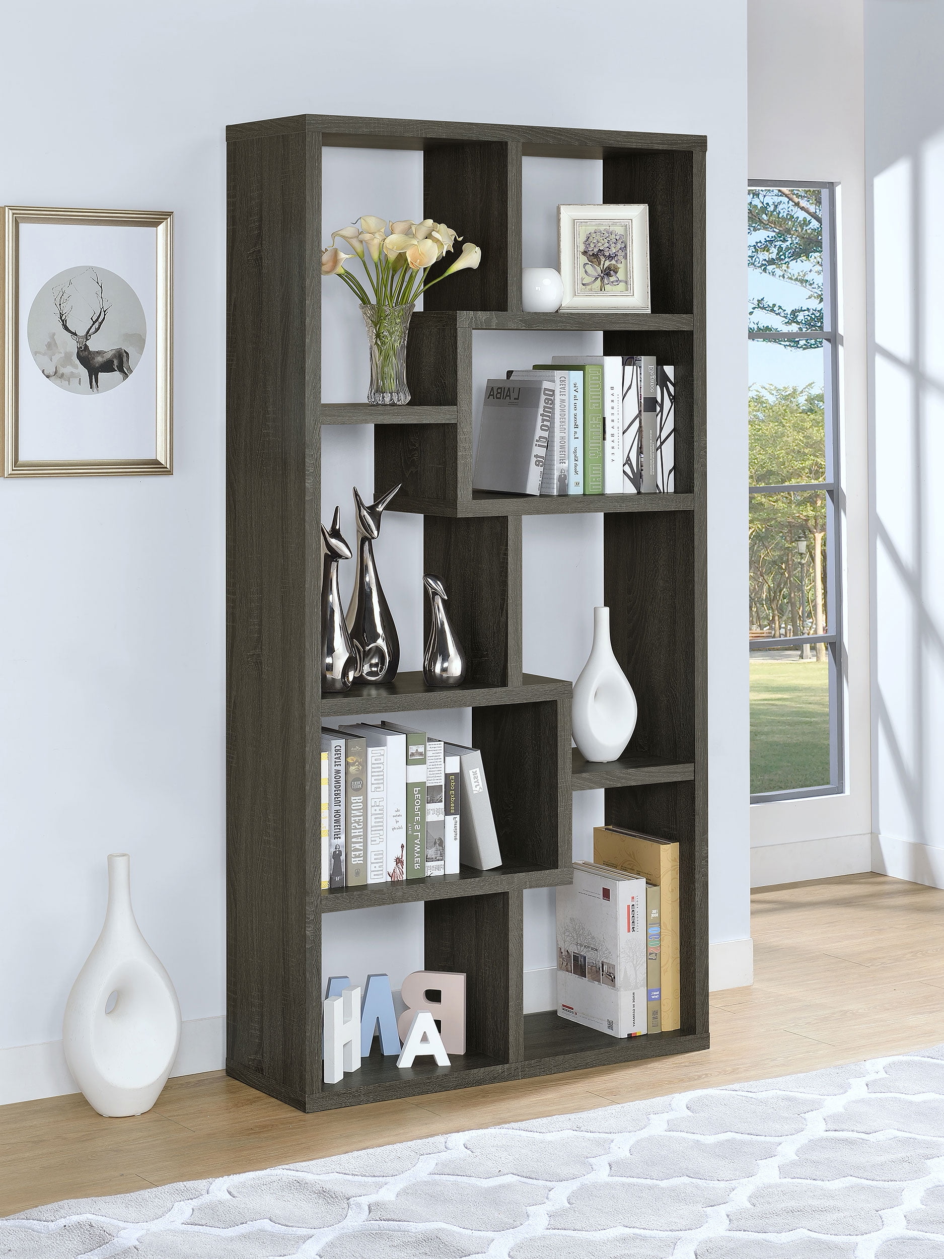 Living Room Display Shelves Geometric bookcase Seven (7) Shelves ...