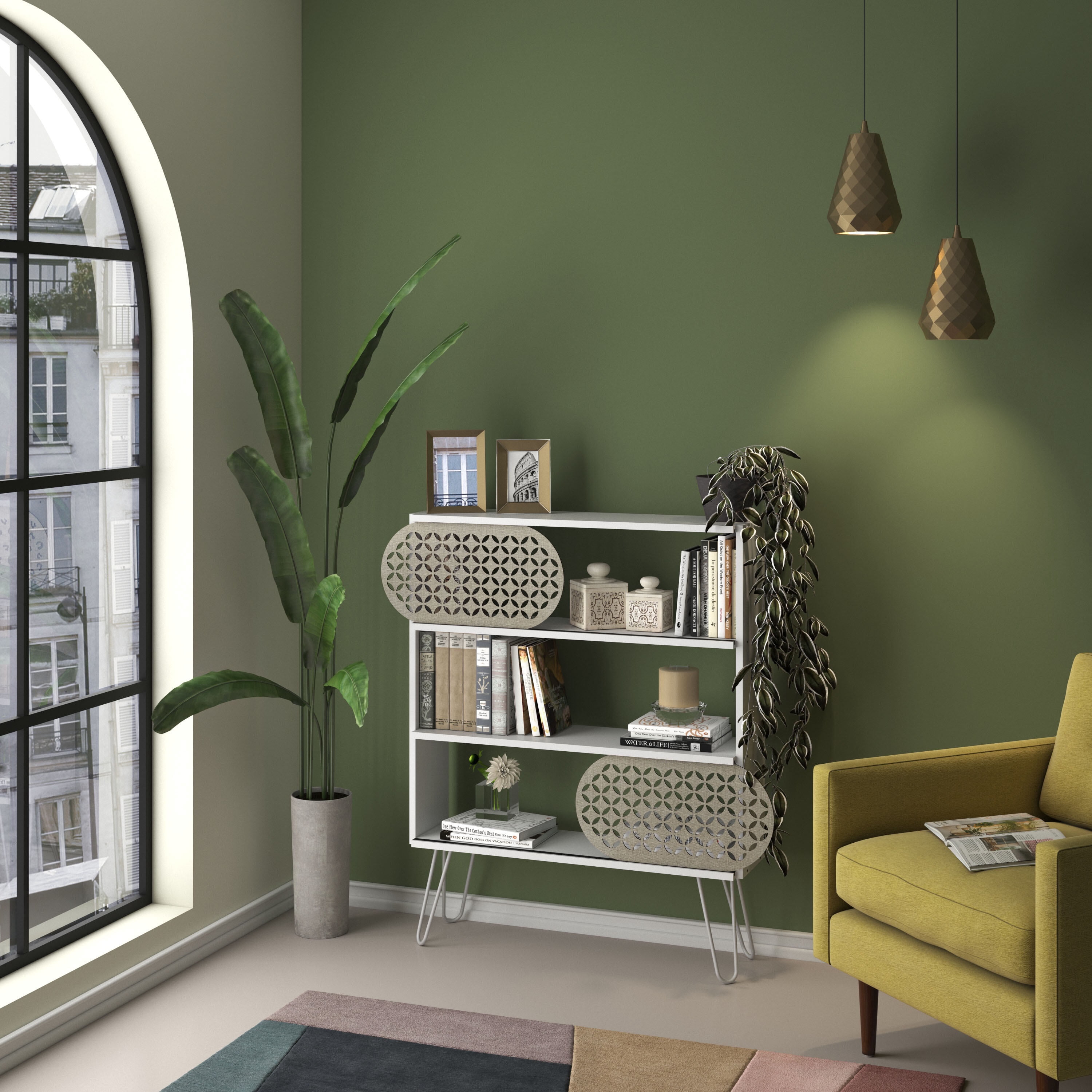 Living Room Display Shelves Illia Modern 3-Tier Bookcase Open Bookshelf ...