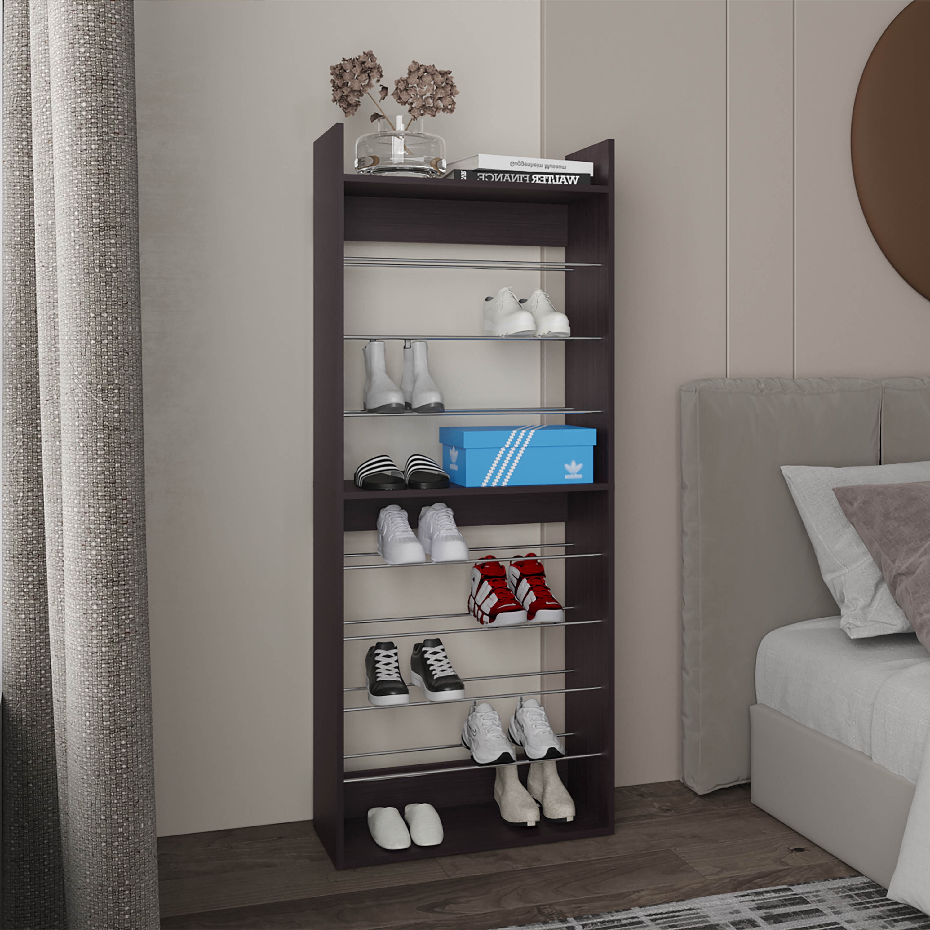 Living Room Display Shelves Ronald 10-Tier Shoe Rack With Slim Vertical ...