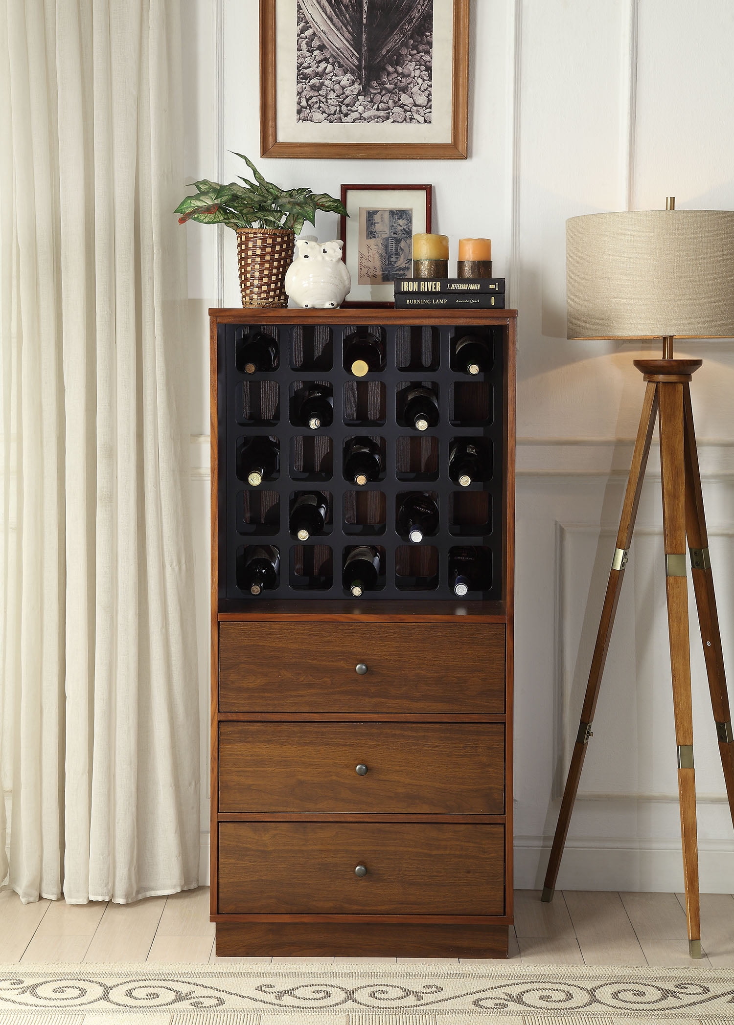 Living Room Display Shelves, Wiesta Walnut Finish Wine Cabinet, Living ...