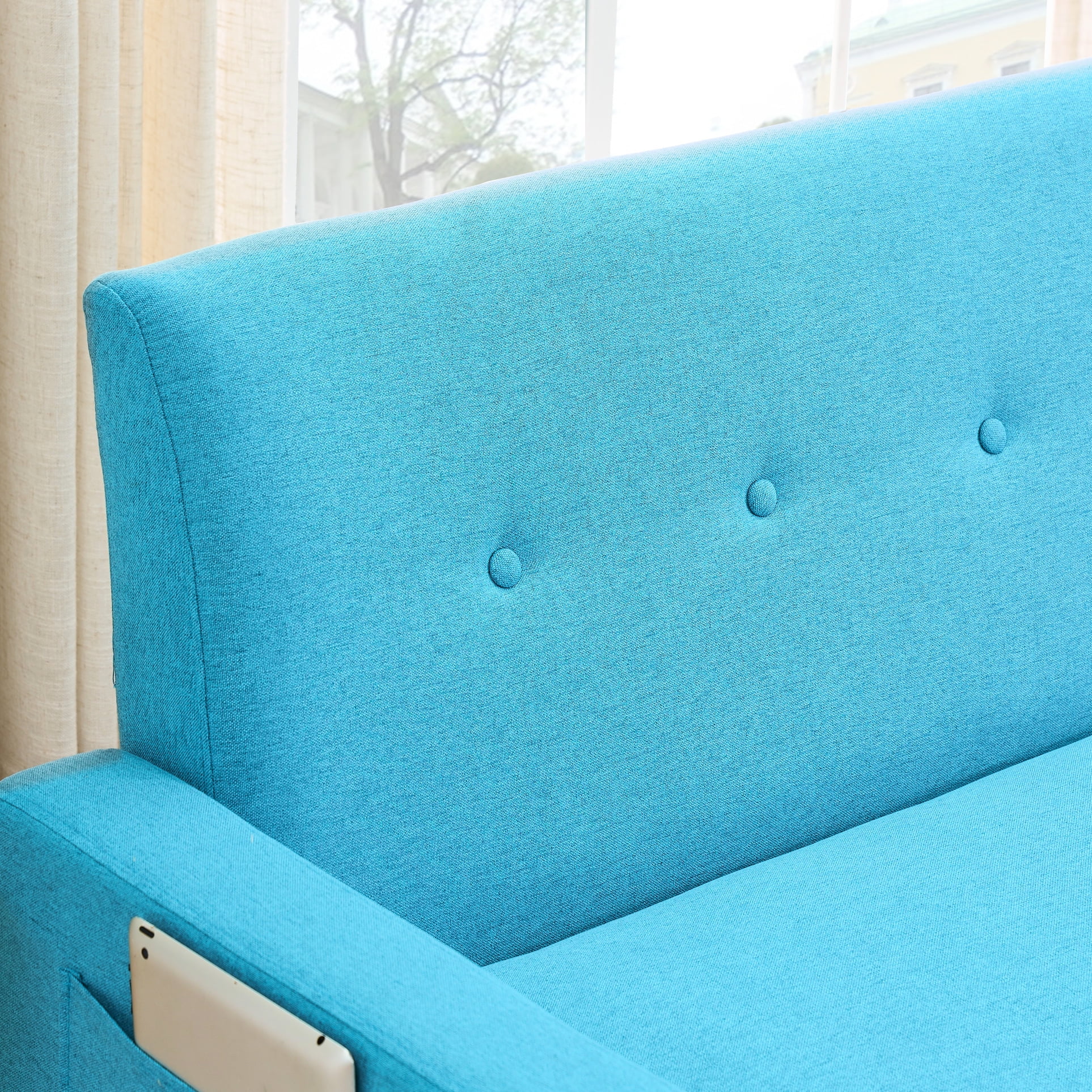 Living Room Double With Storage Capacity - Blue Fabric Upholstery ...
