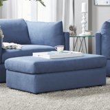 Living Room Fabric Ottoman | Cozy Pillow Back and Arm Design | Luxurious Solid Color Fabric ...