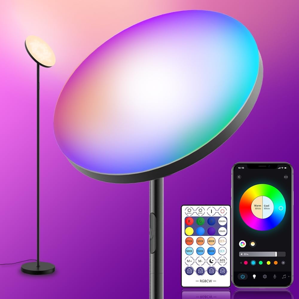 Living Room Floor Lamp, Smart 2000LM Bright Floor LED Lamps, 16 Million ...