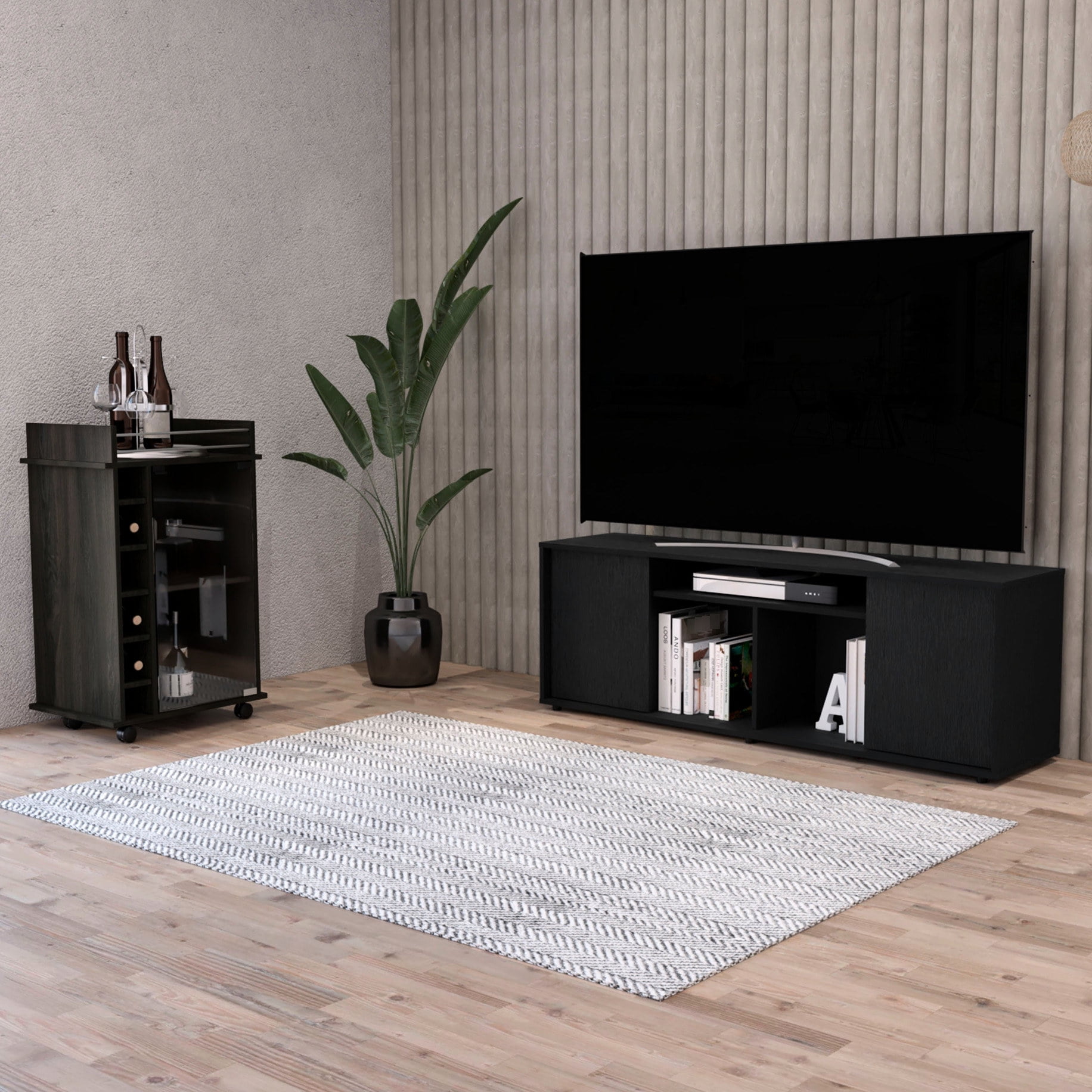 Living Room Furniture | Dallas TV Stand + Bar Cart for Medium - Sized ...