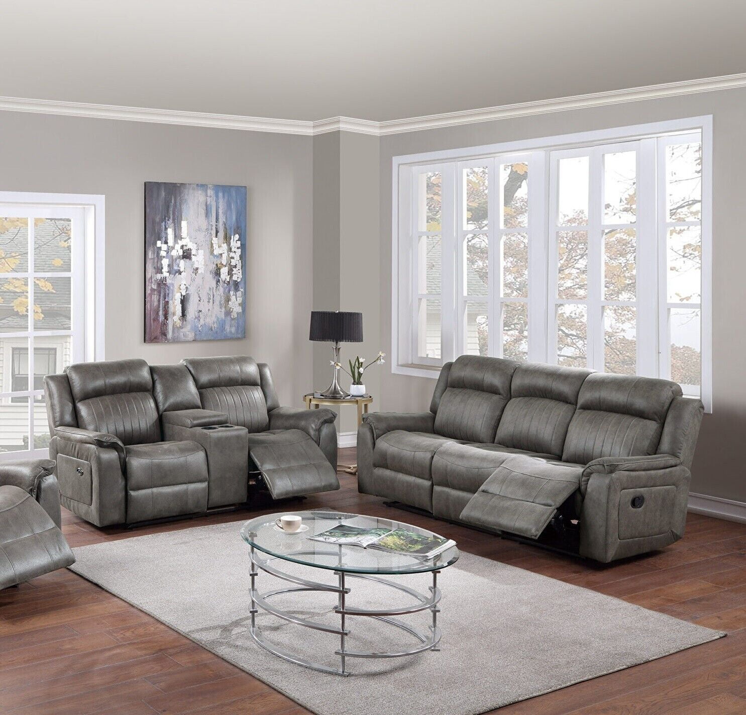 Living Room Furniture Power Motion Sofa Loveseat w Console 2pc ...