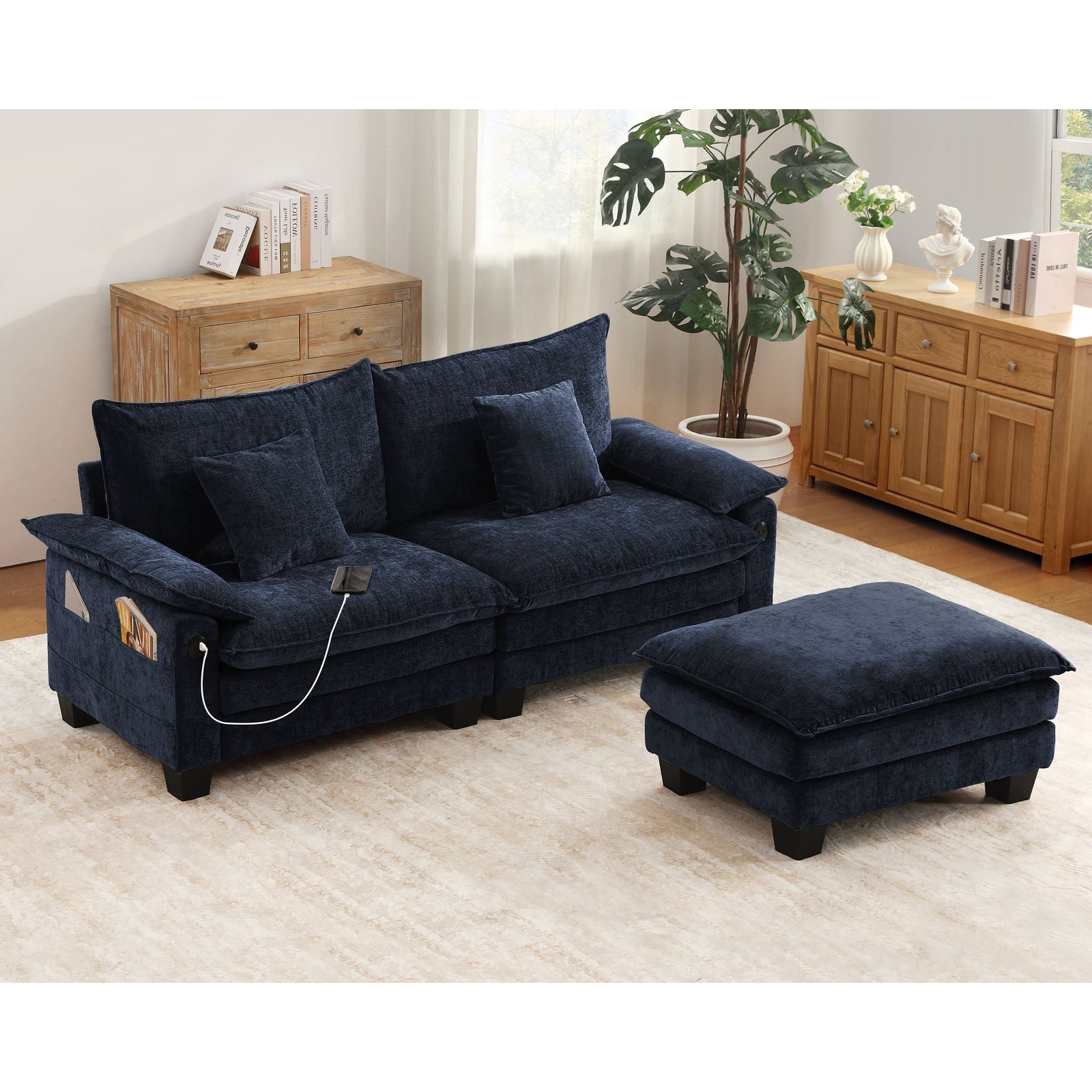 Living Room Furniture Sets, Modular Sectional Sofa Set with Ottoman for ...