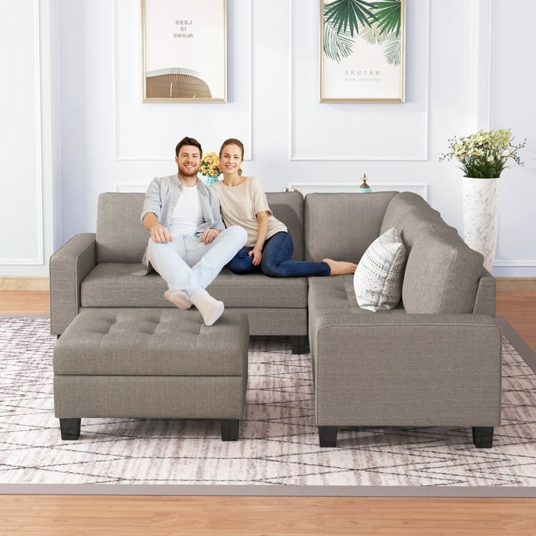Living Room Furniture Sets Sectional Corner Sofa L Shape Couch Saving with Storage Ottoman Cup Holders Design for Large Space Dorm Apartment