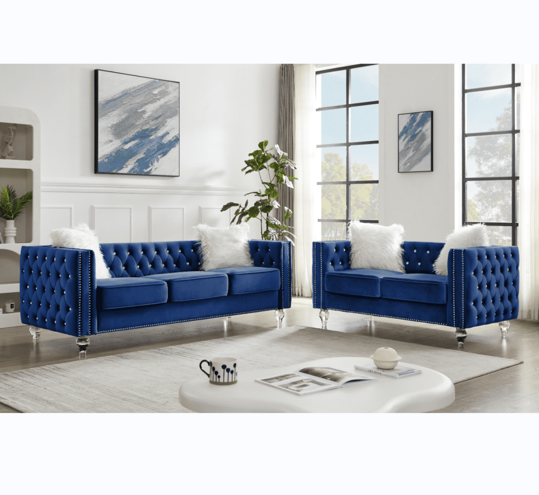 Living Room Furniture Sets with Tufted Loveseat and 3-Seater Couch ...