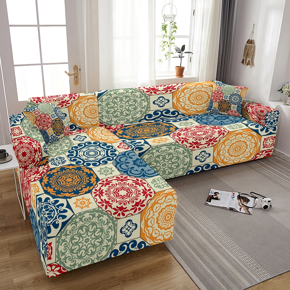 Living Room Geometric Sofa Cover Stretch Marble Sofa Cover Cushion ...