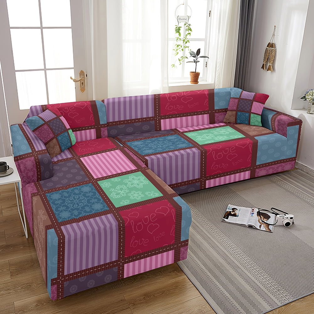 Living Room Geometric Sofa Cover Stretch Marble Sofa Cover Cushion ...