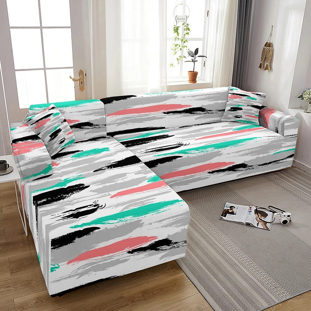 Living Room Geometric Sofa Cover Stretch Marble Sofa Cover Cushion ...
