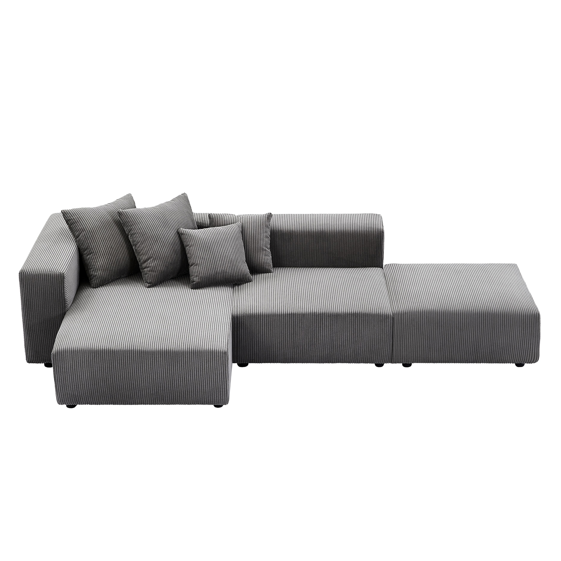 Living Room , Gray Corduroy Sectional Modular Design Modern With ...
