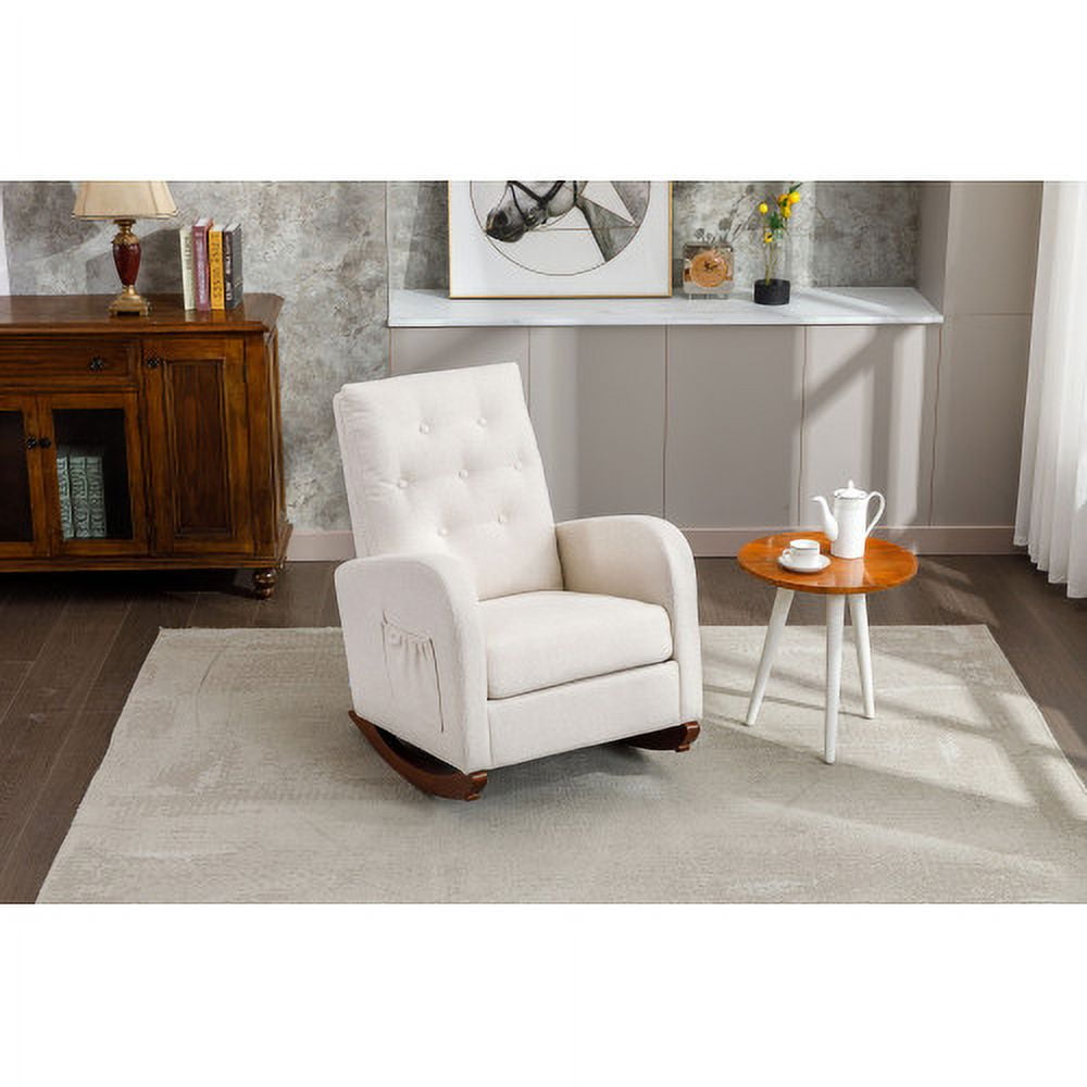 Living Room High Back Rocking Chair Nursery Chair, Comfortable Rocker ...